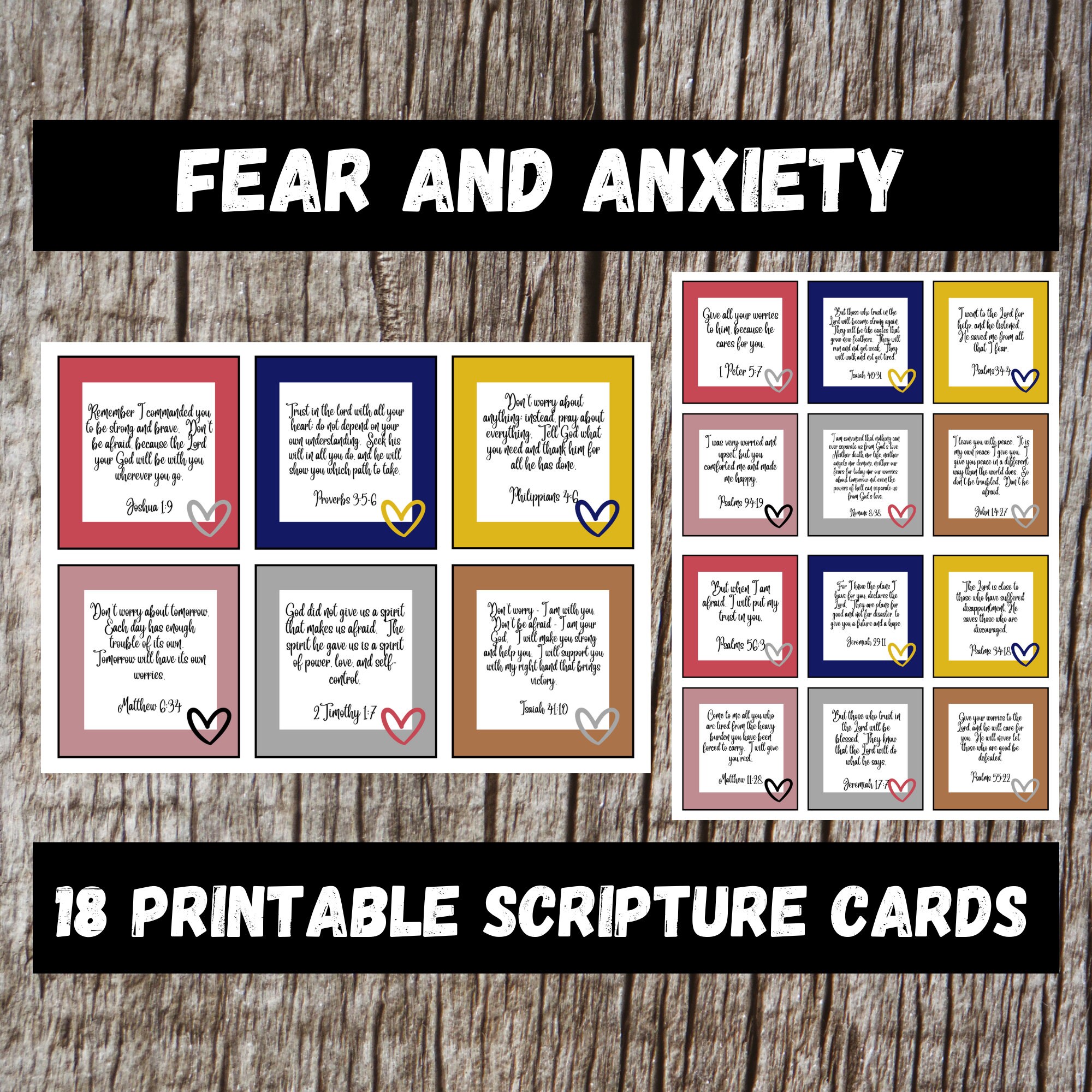 Anxiety Scripture Cards, Anxiety Relief Printable, Bible Memory Cards ...