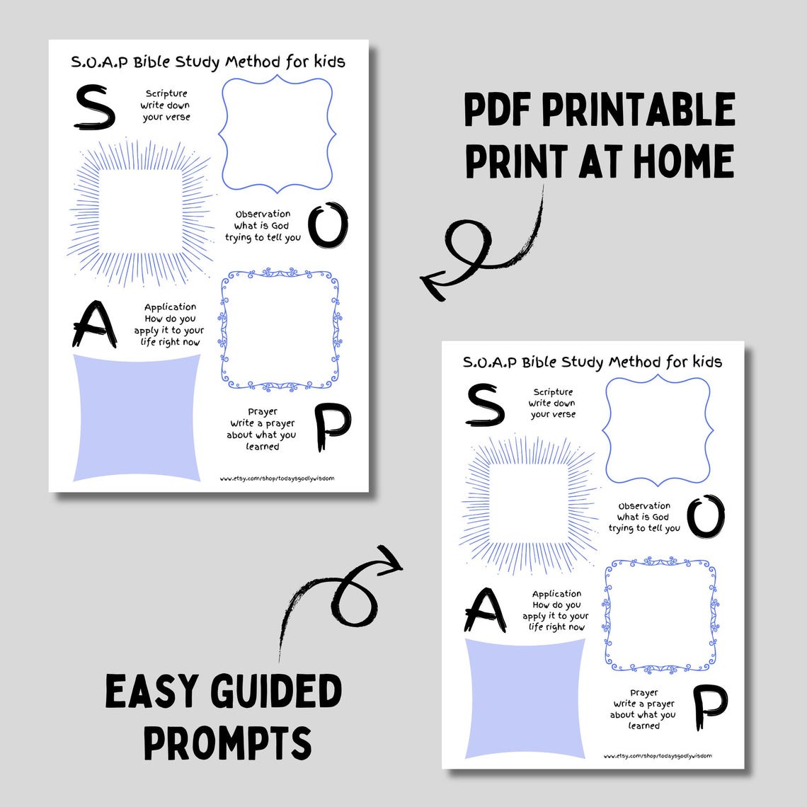 SOAP Bible Study Template for Kids Bible Printable With SOAP Acronym ...