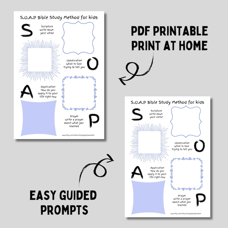 SOAP Bible Study Template for Kids Bible Printable With SOAP Acronym ...