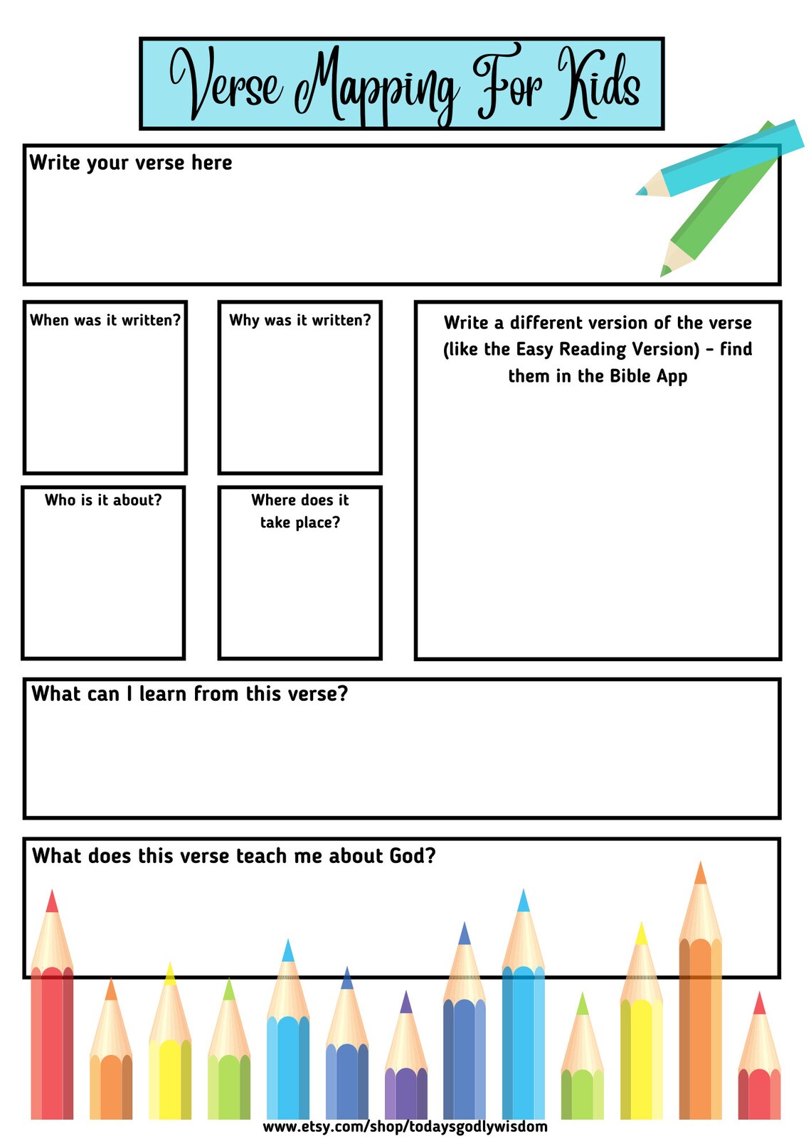 Bible Verse Mapping Digital for Kids, Verse Study, Printable Verse ...