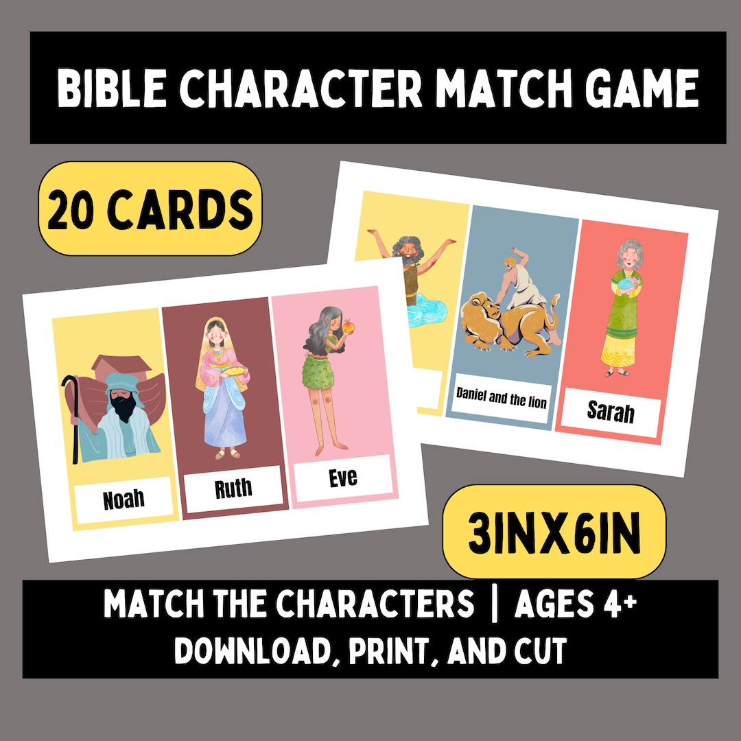 Bible Character Memory Match Game, Memory Match Game for Toddlers and ...