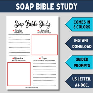 SOAP Bible Study Printable for Adults Bible Reading Plan Using SOAP Method Bible Worksheet for ...