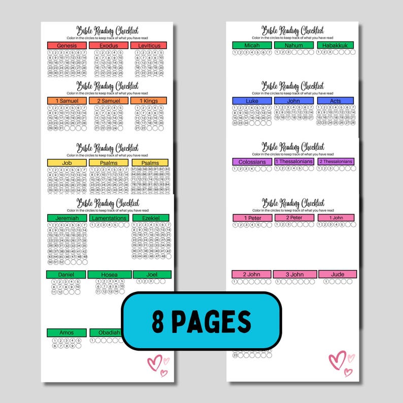 Bible Reading Tracker Printable Scripture Checklist Christian Devotion ...