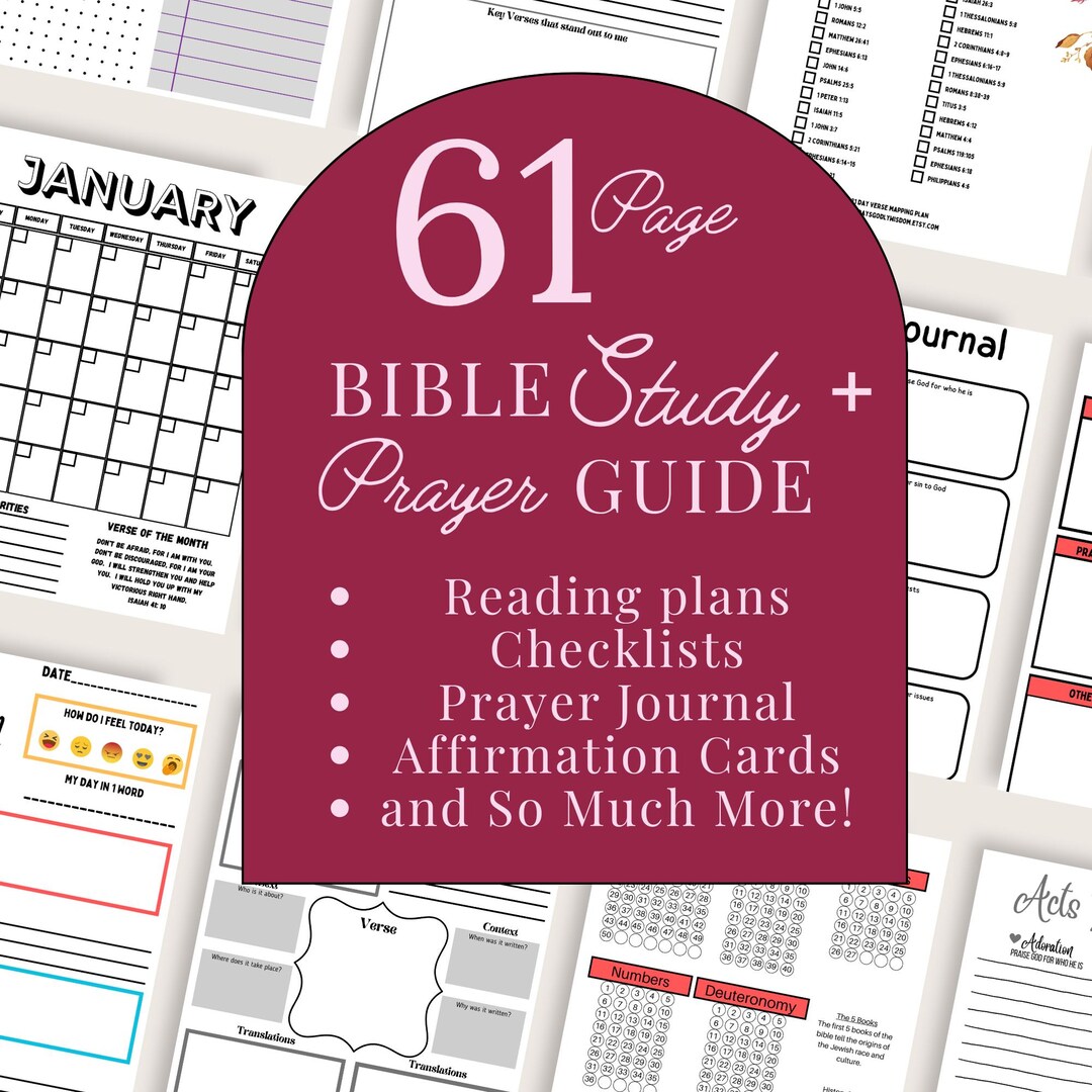 Printable Bible Study Guide Prayer Journal Bundle Christian Devotional ...