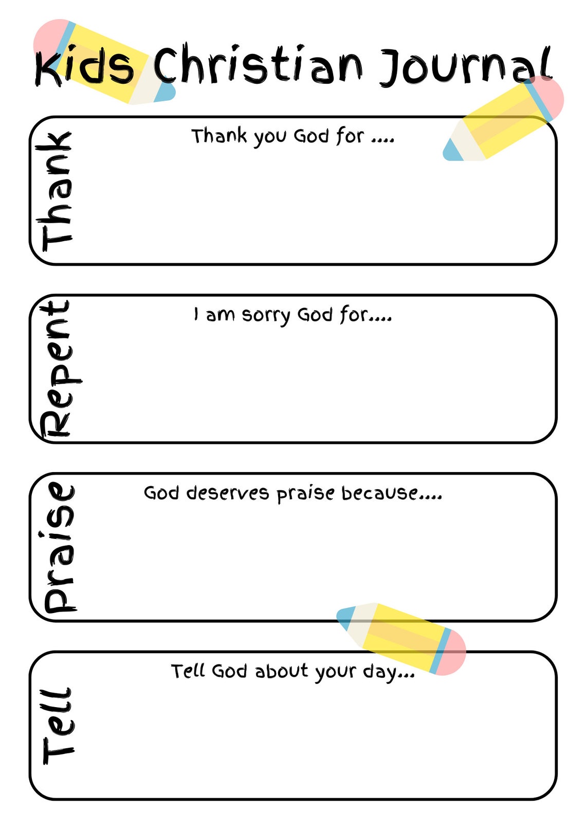 Kids Journal Printable, Christian Journal for Kids, Prayer Journal for ...