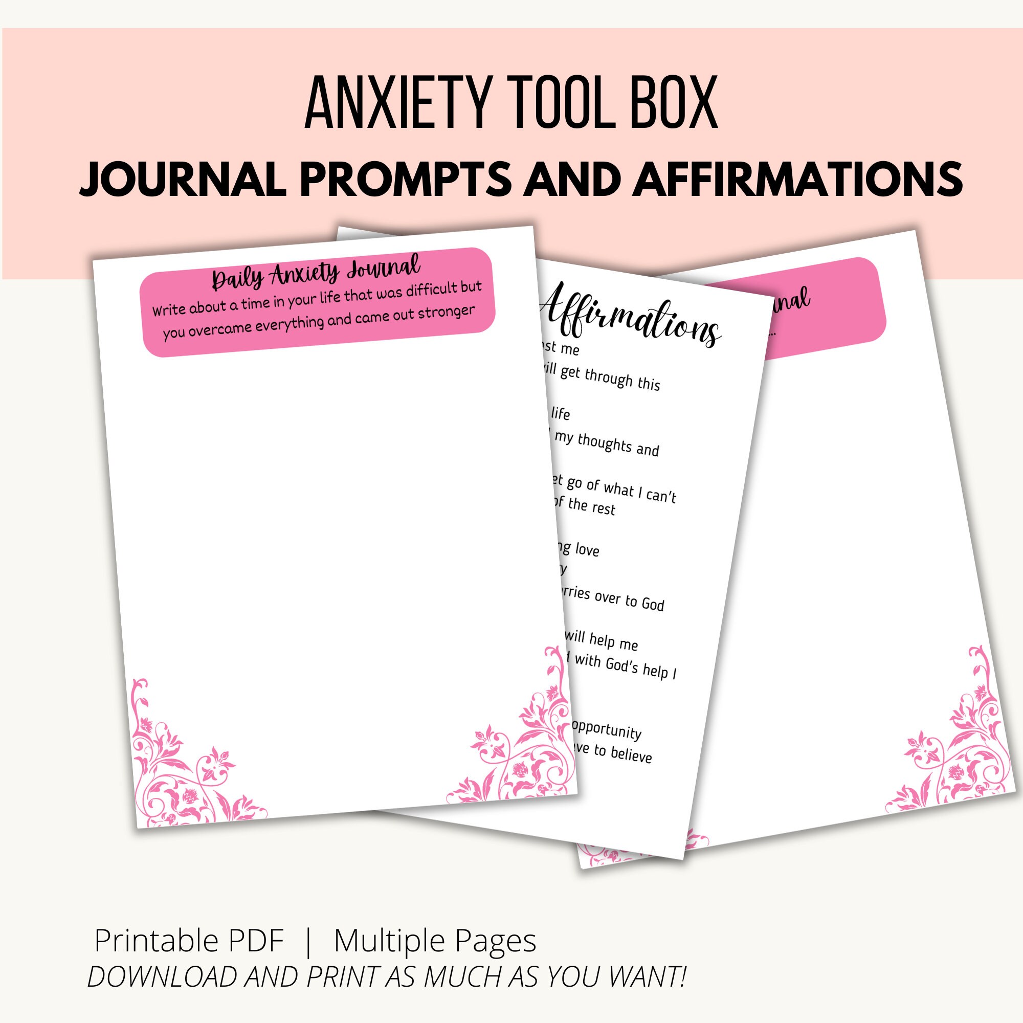 Christian Anxiety Journal Printable Bundle Mental Health - Etsy