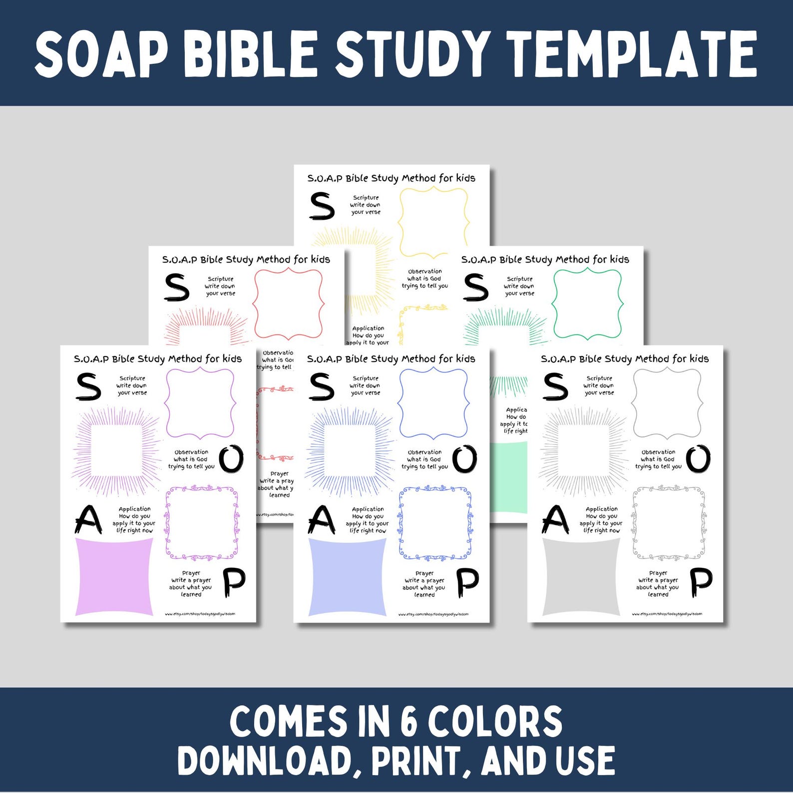 SOAP Bible Study Template for Kids Bible Printable With SOAP Acronym ...