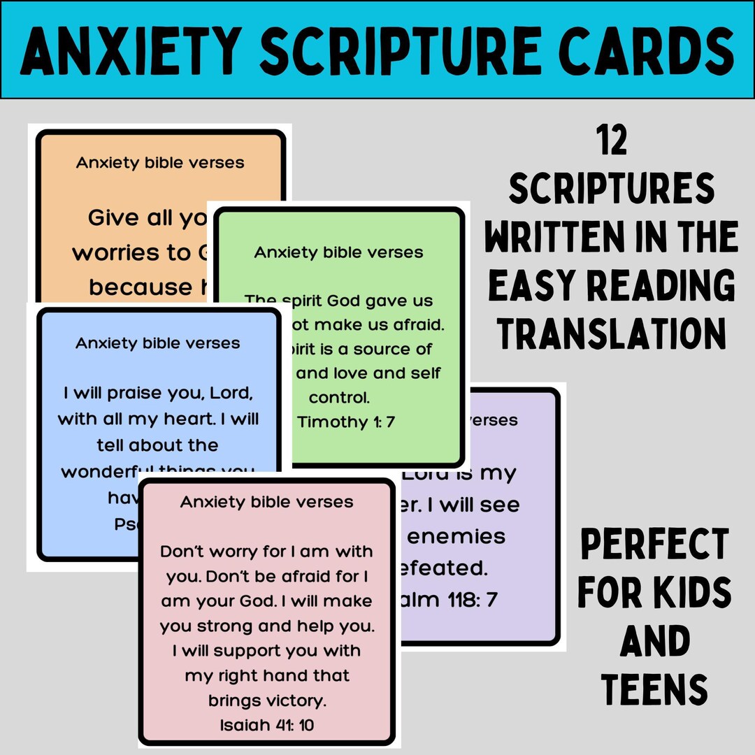 Bible Anxiety Card Kid Scripture Printable Verse Collection Digital ...