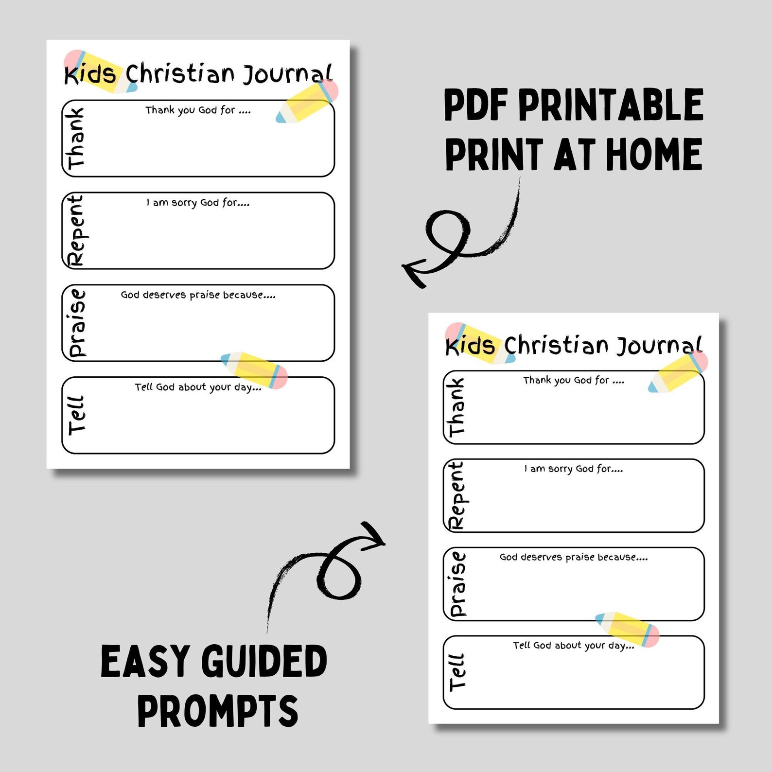 Childrens Prayer Journal Printable Template Sunday School Christian ...