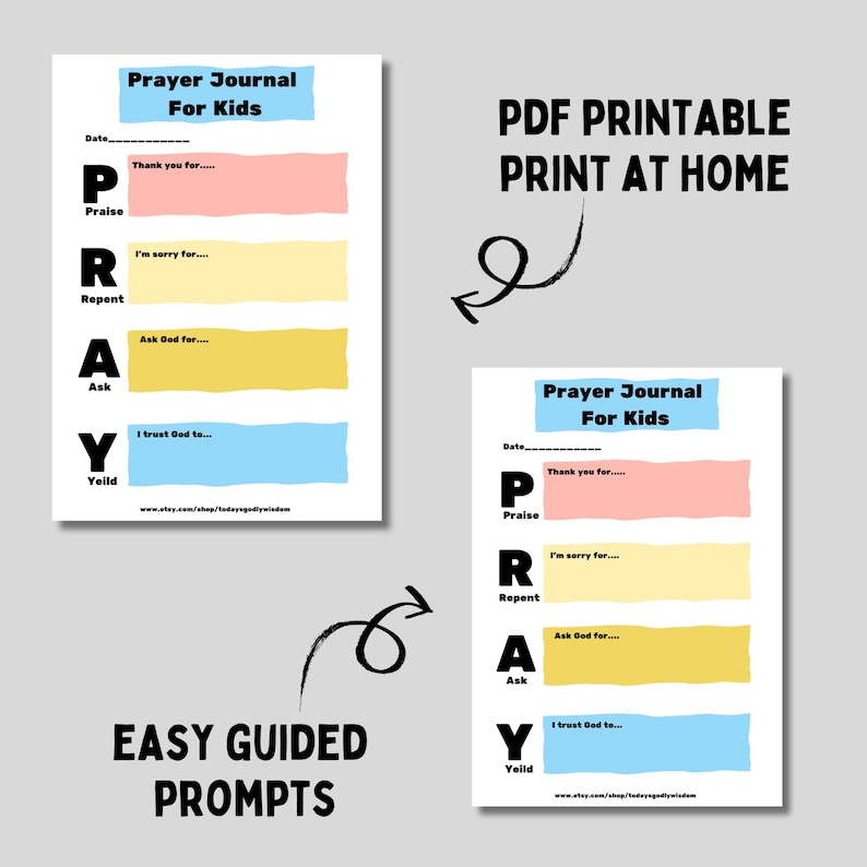 Printable Journal Template for Kids Guided Prayer Journal Pages for ...