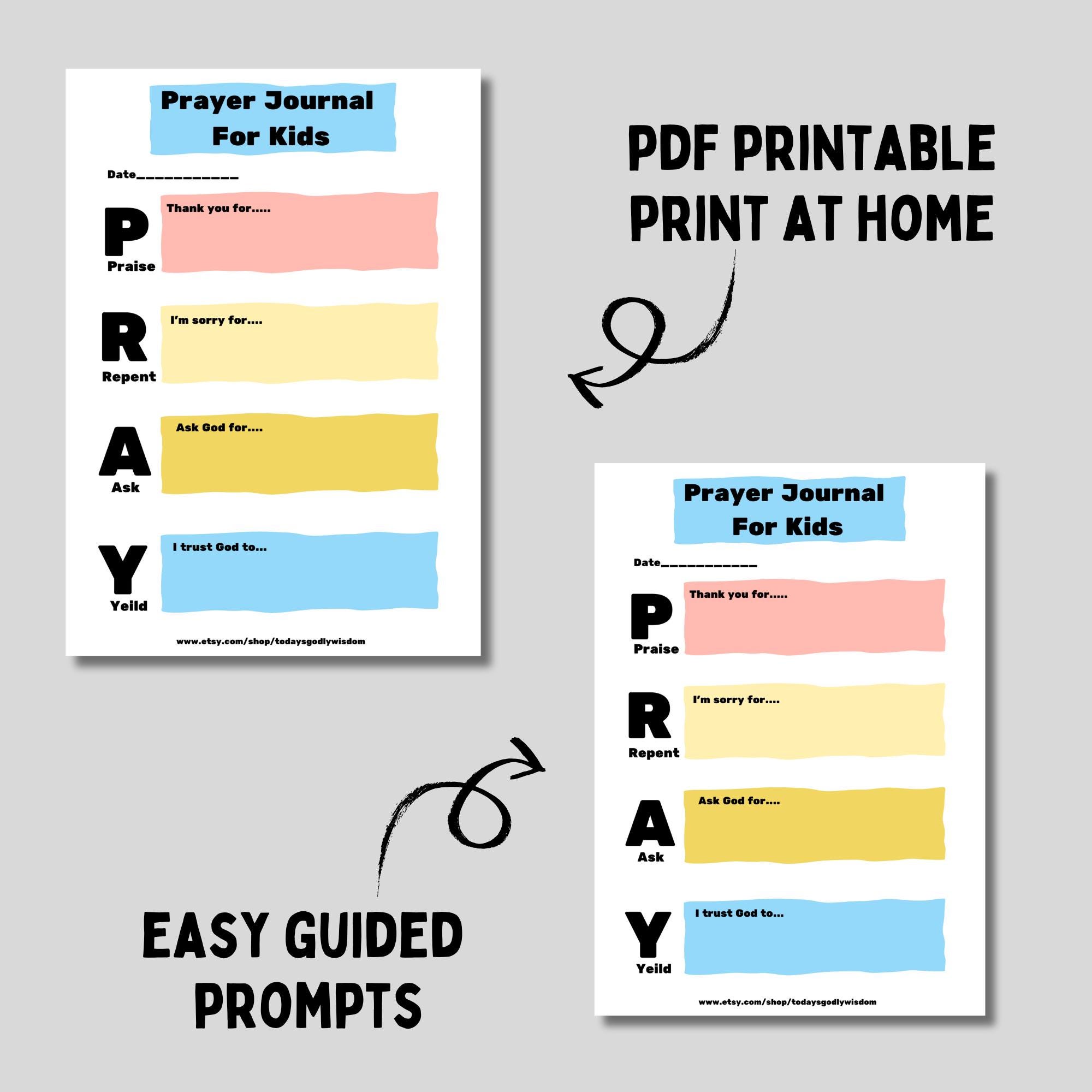 Printable Journal Template for Kids Guided Prayer Journal Pages for ...