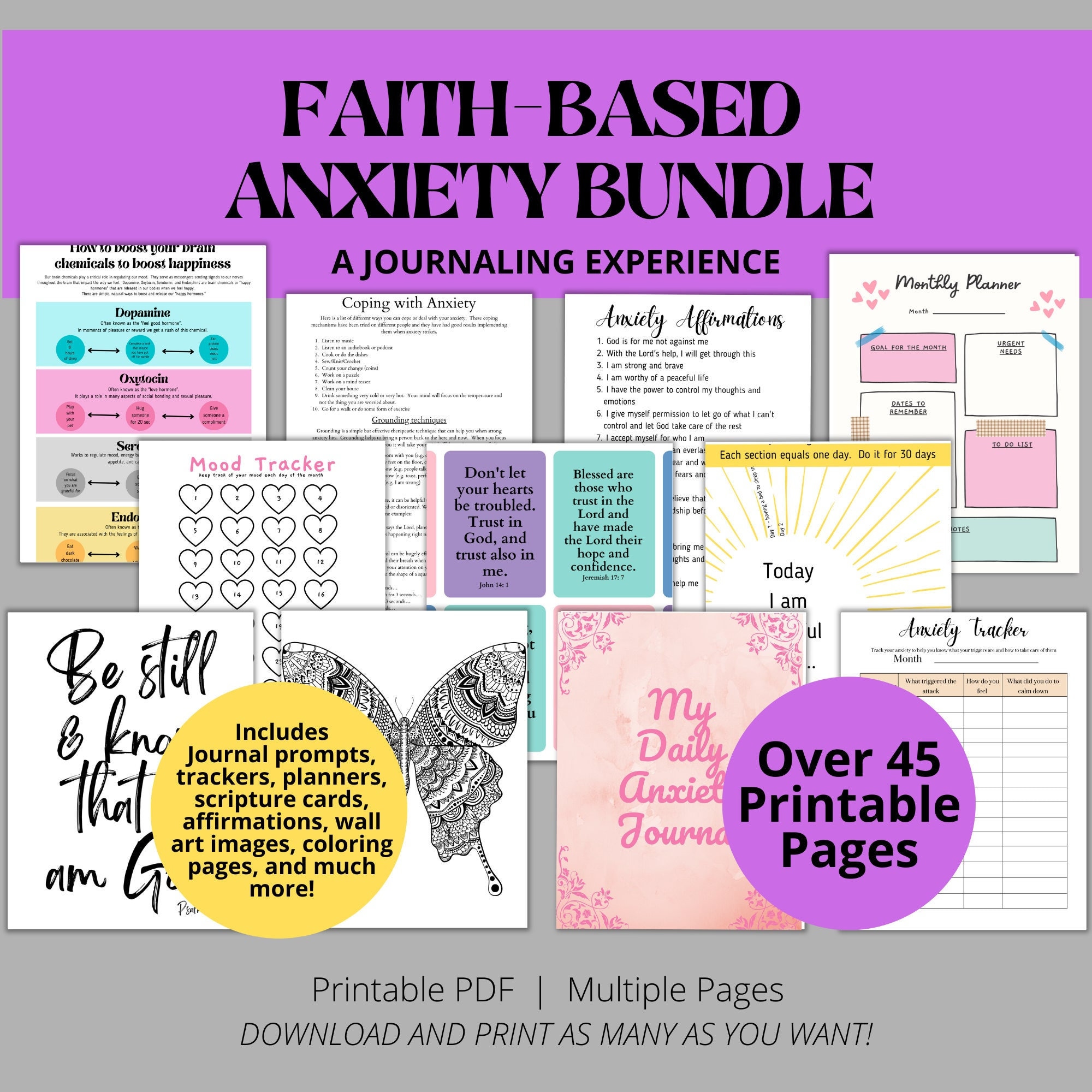 Christian Anxiety Journal Printable Bundle Mental Health - Etsy