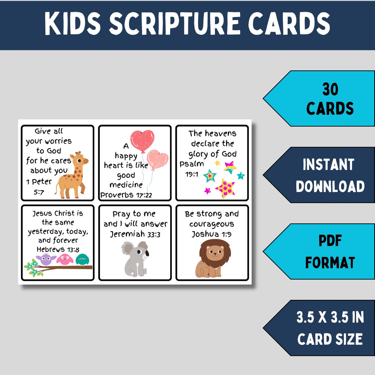 Kids Scripture Memory Cards With Bible Verses for Kids Lunch Box Cards ...