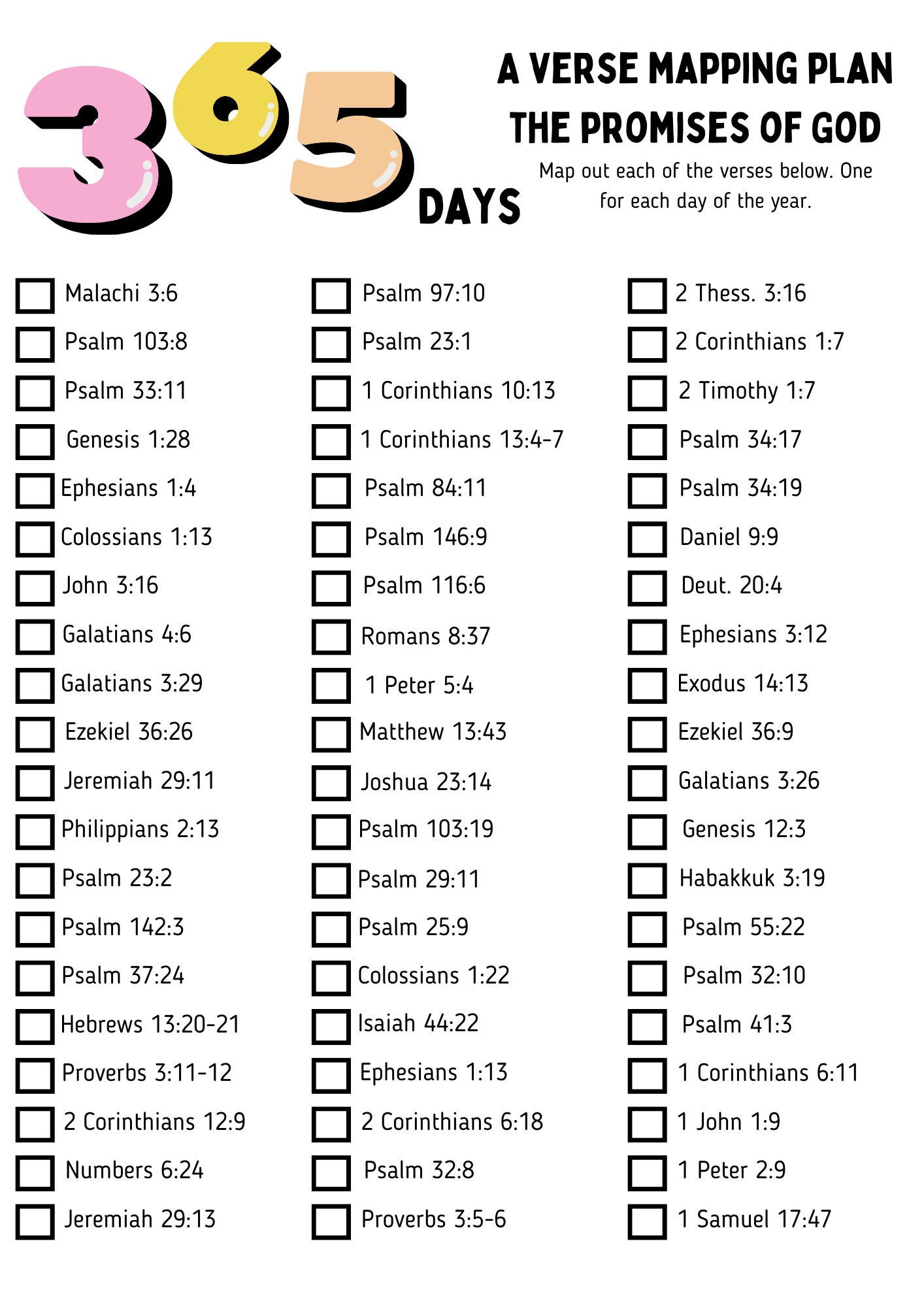 Printable Bible Verse Mapping Plan Indepth Bible Study on Gods Promises ...