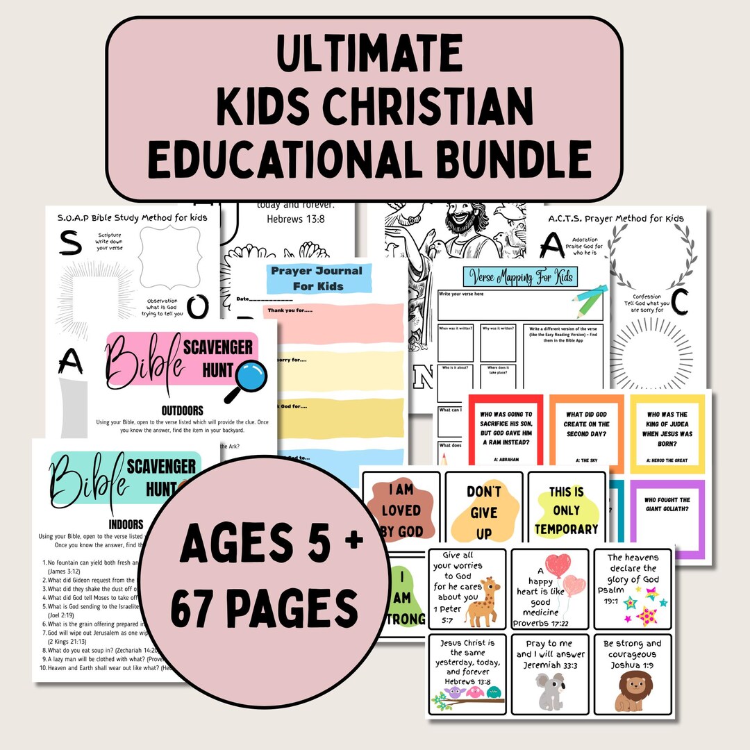 Christian Activity Bundle Bible Worksheet Printable Resource Homeschool ...