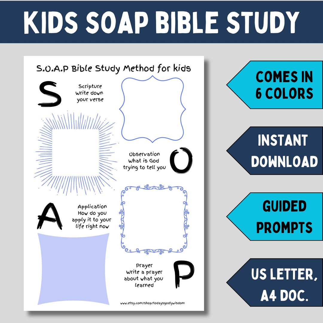 SOAP Bible Study Template for Kids Bible Printable With SOAP Acronym ...