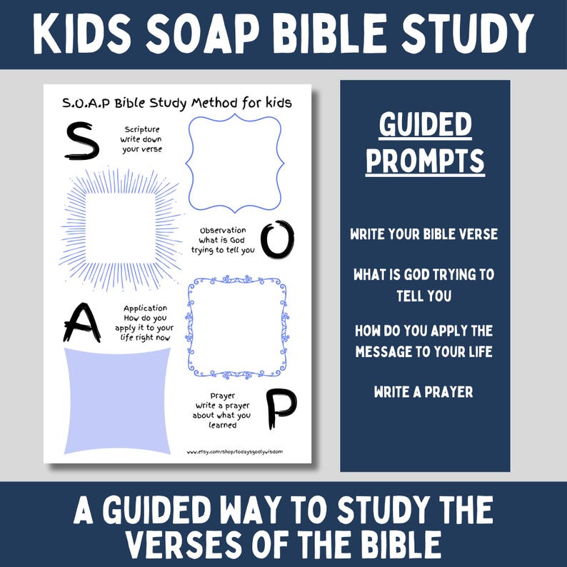 SOAP Bible Study Template for Kids Bible Printable With SOAP Acronym ...