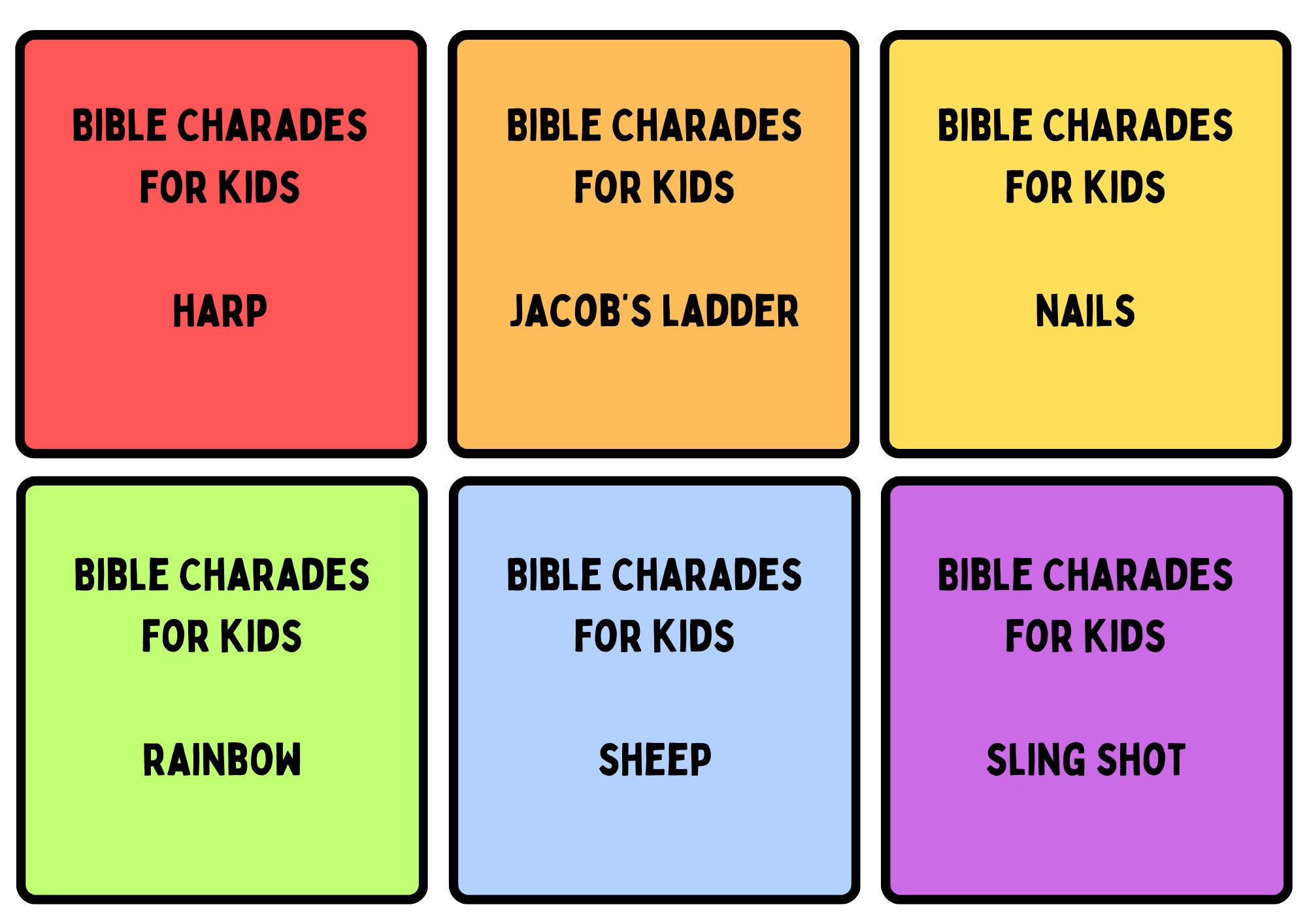 Bible Charades for Kids Bible Games for Kids Group Games Kids Christian ...