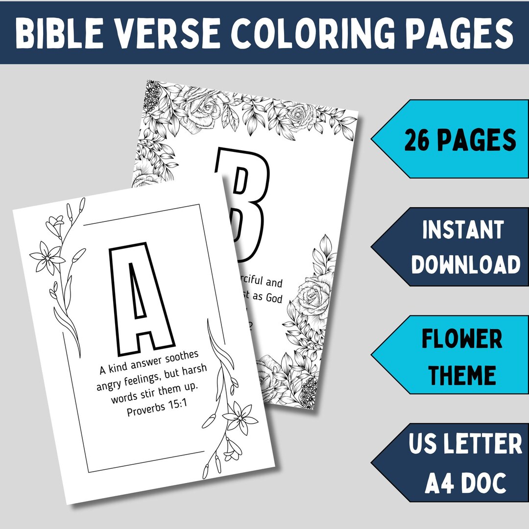 Bible Coloring Printable Abc Scripture Verse Activity Page Digital ...