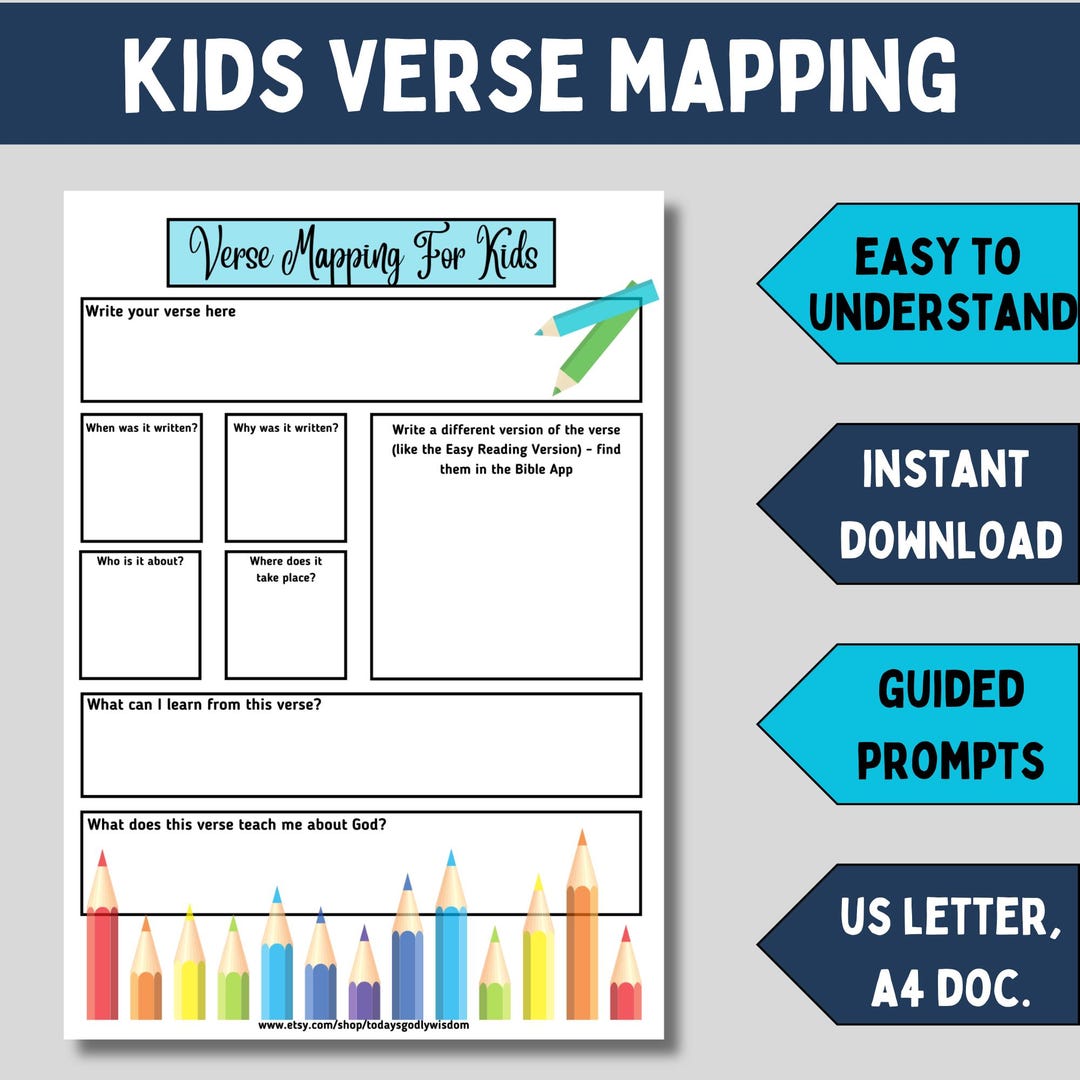 Verse Mapping Template for Kids Bible Verse Study Printable for ...