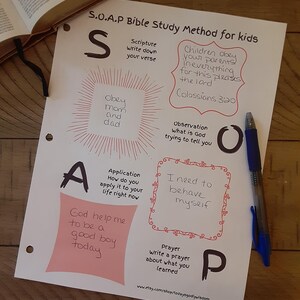 SOAP Bible Study Template for Kids Bible Printable With SOAP Acronym ...
