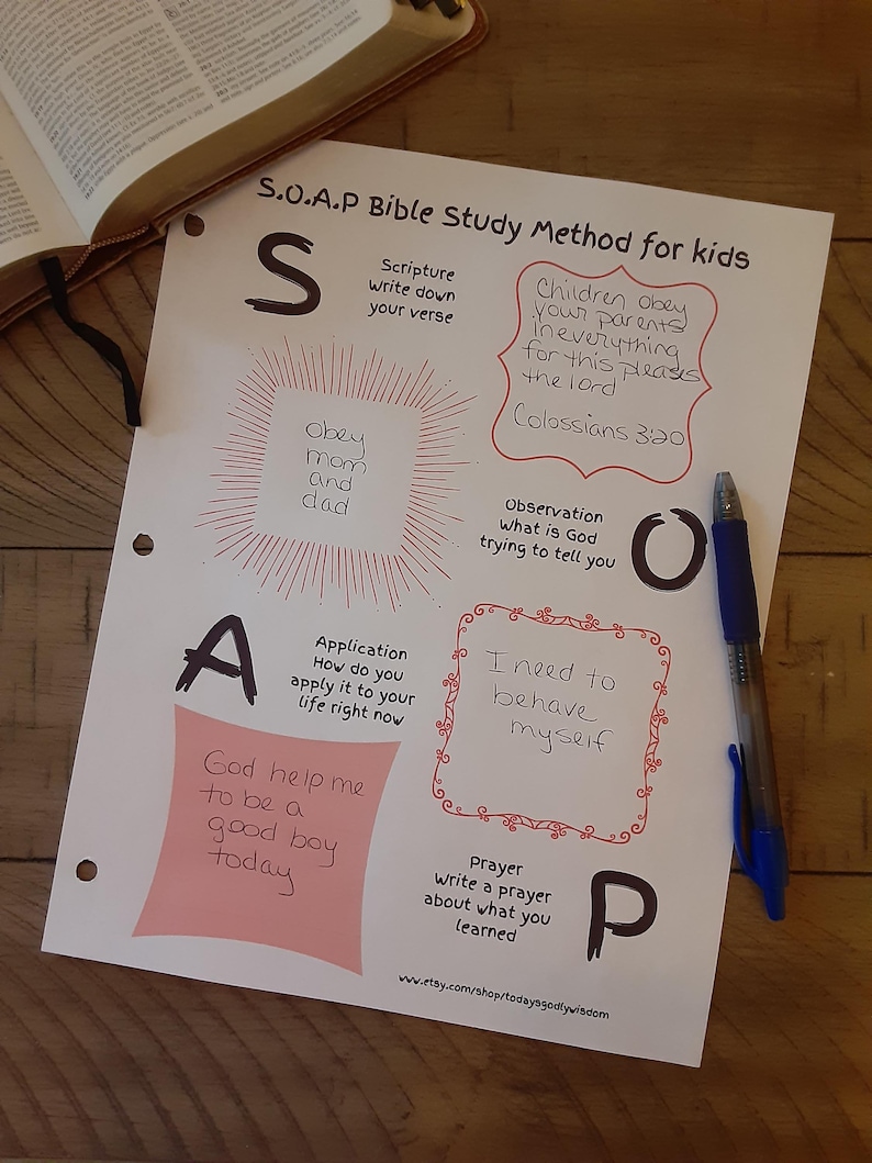 SOAP Bible Study Template for Kids Bible Printable With SOAP Acronym ...