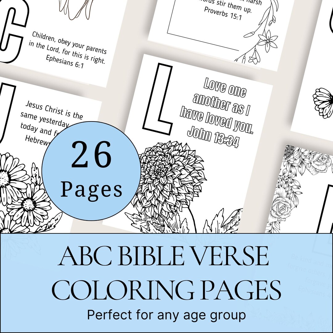 ABC Bible Coloring Pages for Adults Printable Download Scripture Verse ...