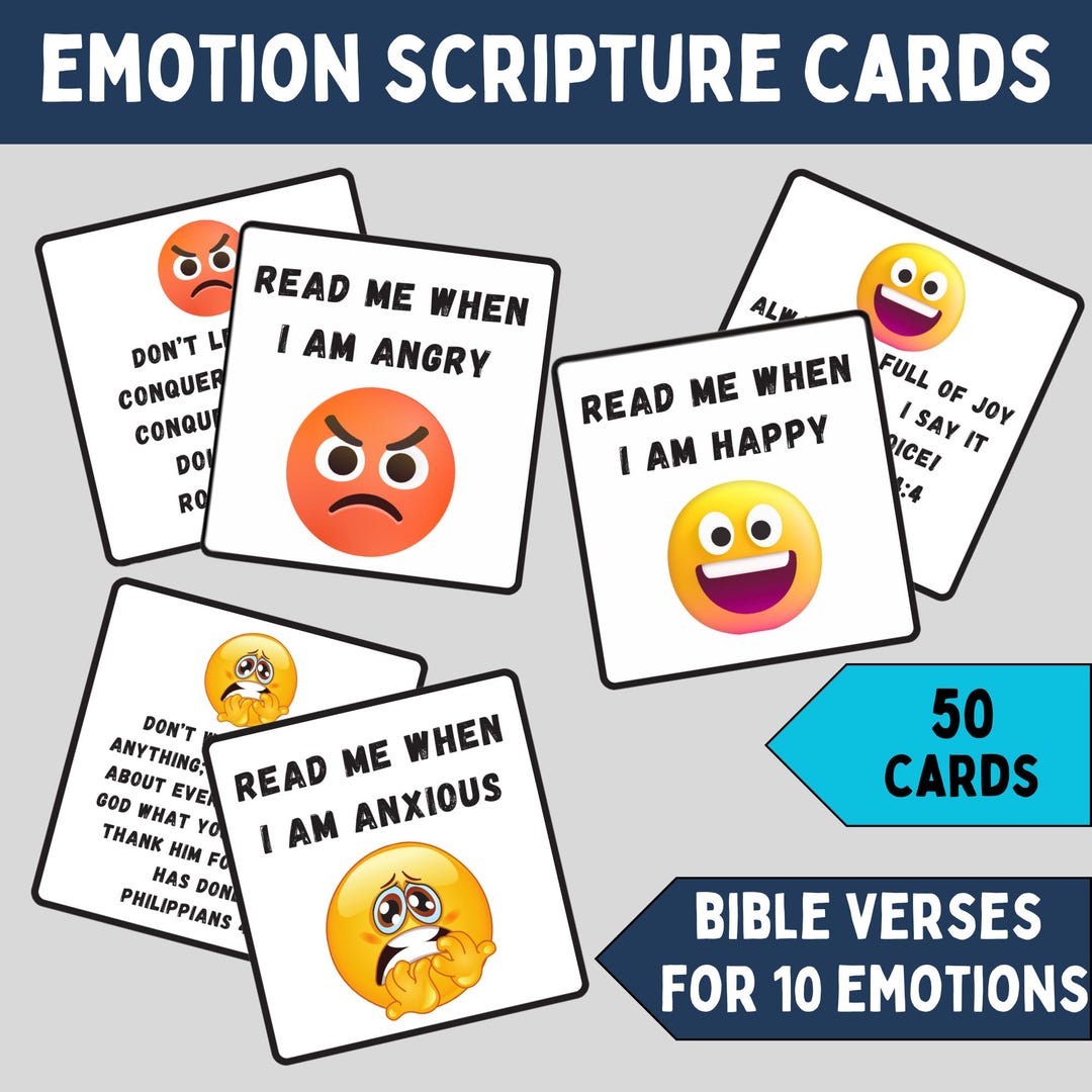 Christian Emotion Cards Printable Bible Verses for Emotions and ...