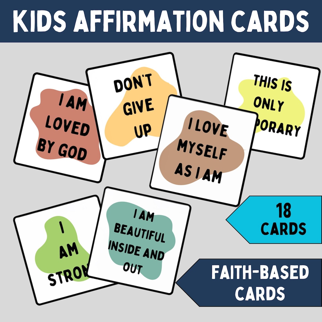 Christian Affirmation Cards for Kids Encouraging Affirmation Printable ...