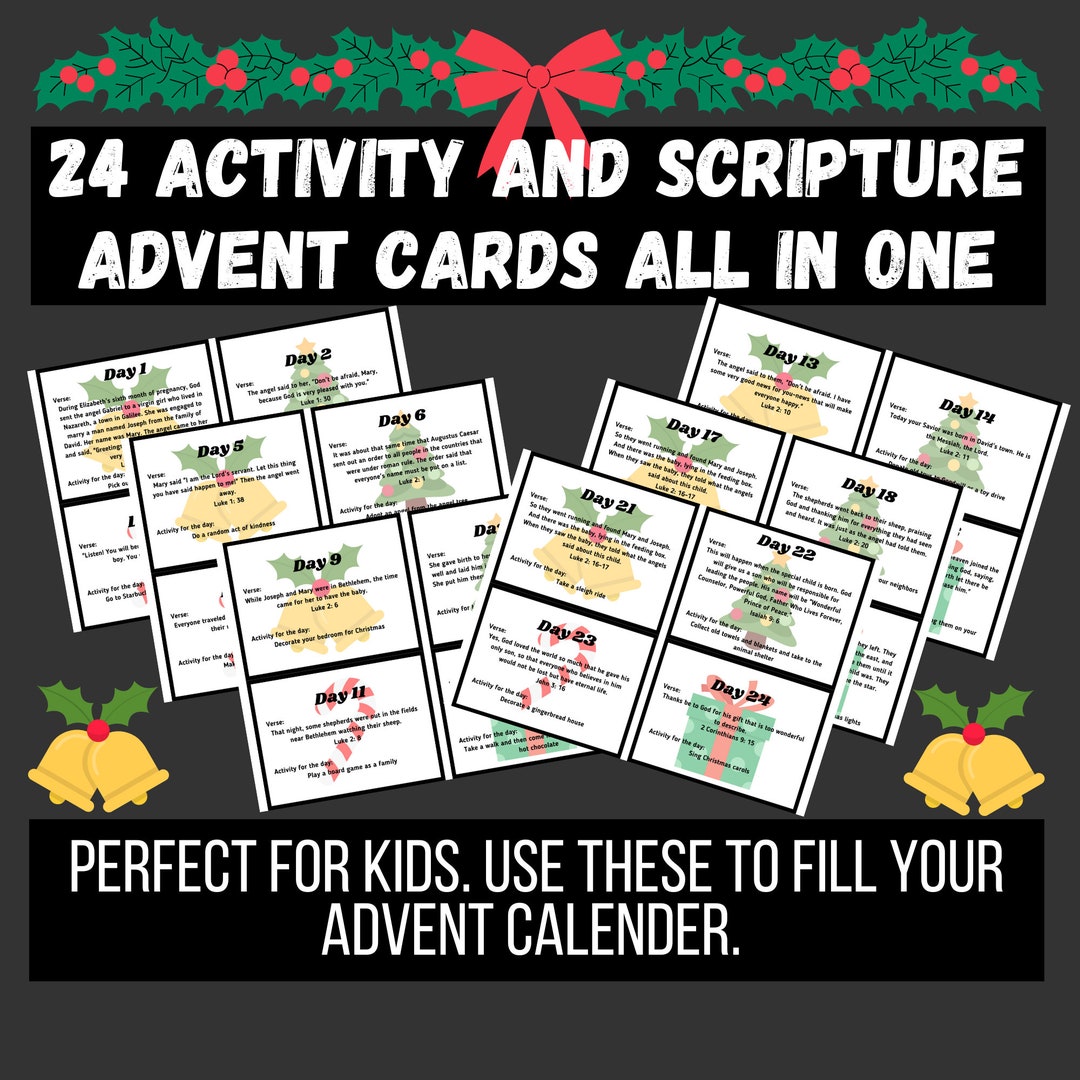 Advent Calendar Cards Printable, Advent Calendar for Kids Religious ...