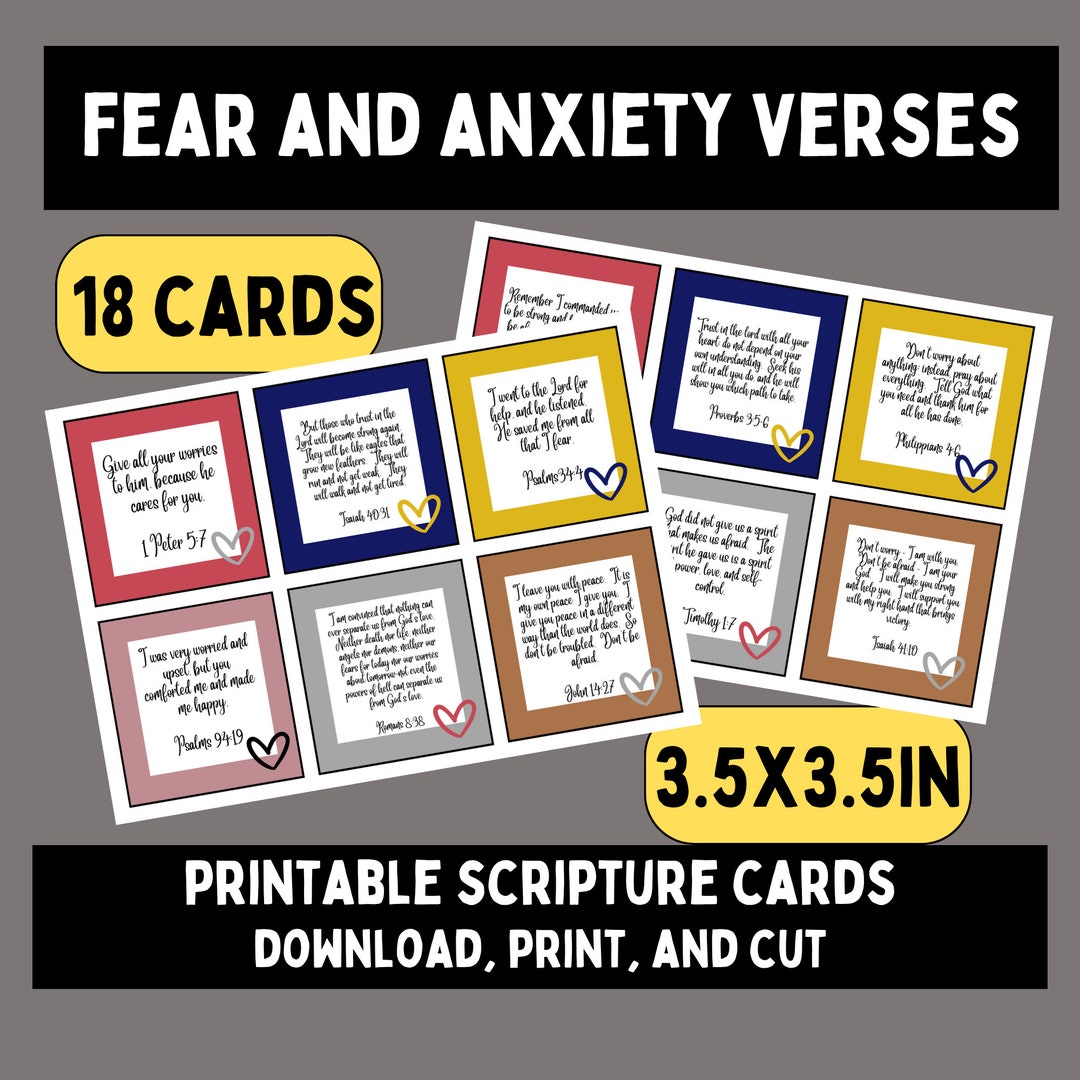 Anxiety Scripture Cards, Anxiety Relief Printable, Bible Memory Cards, Encouraging Scripture ...