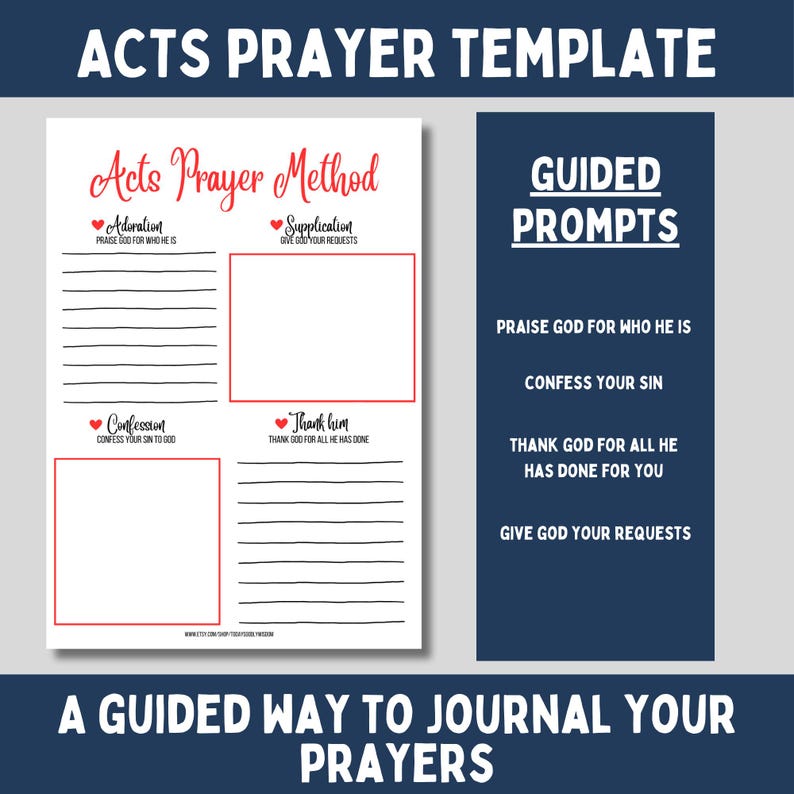 How to Pray With ACTS Method Printable ACTS Prayer Journal Pages for ...