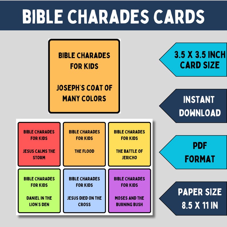 Printable Bible Charades for Kids Church Activities Youth Bible Game ...