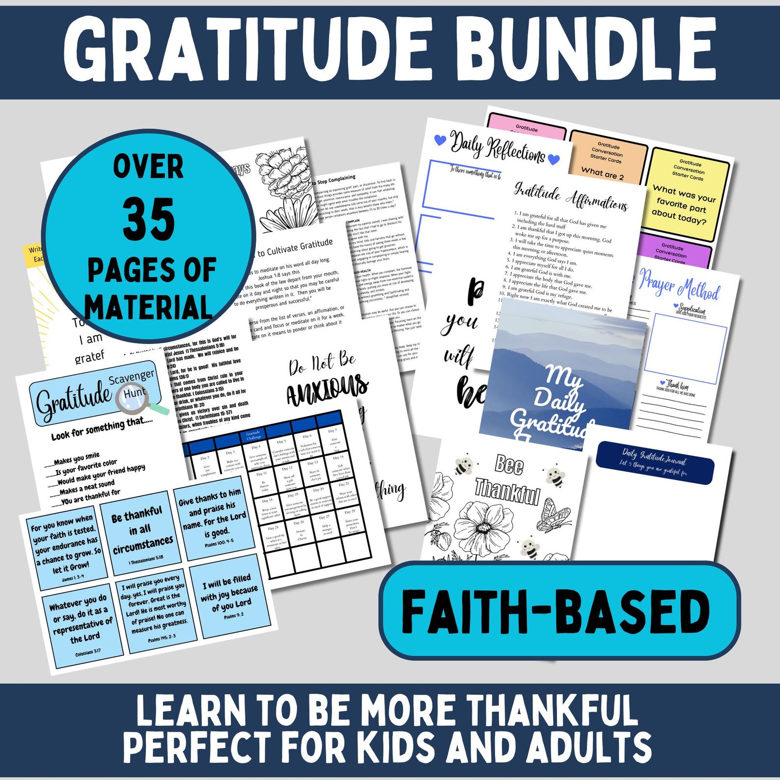 Christian Gratitude Journal Printable Mental Health Journal Tracker for ...