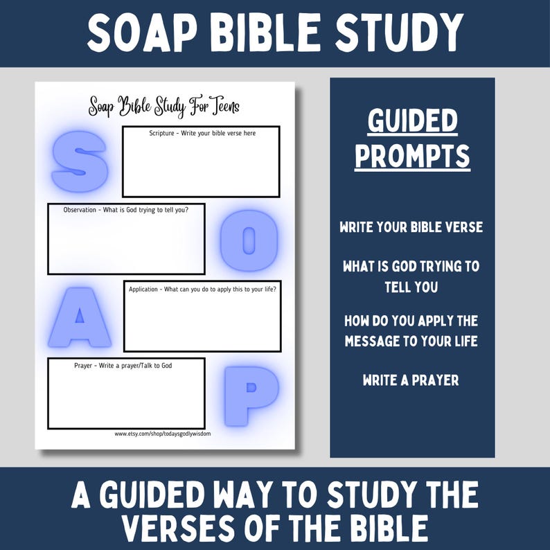 Soap Bible Study Guide for Teens Printable Bible Journal With SOAP ...