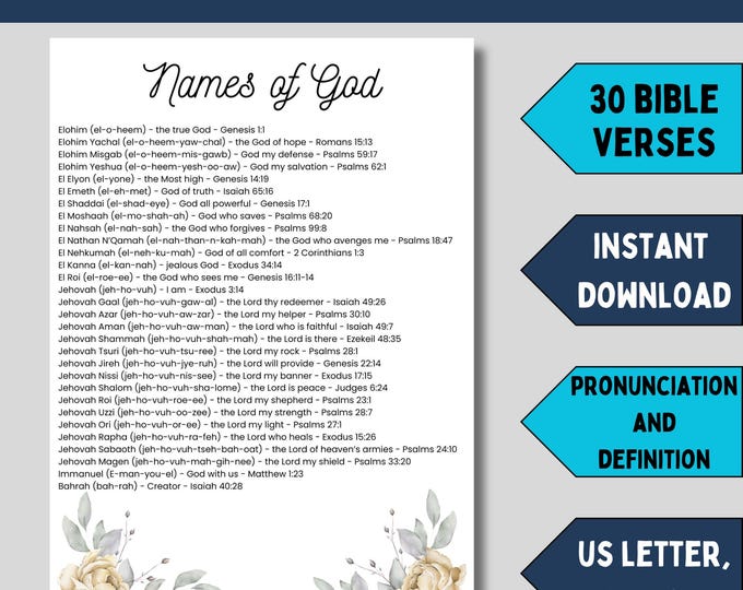 Names of God Printable | Bible Printable - Etsy