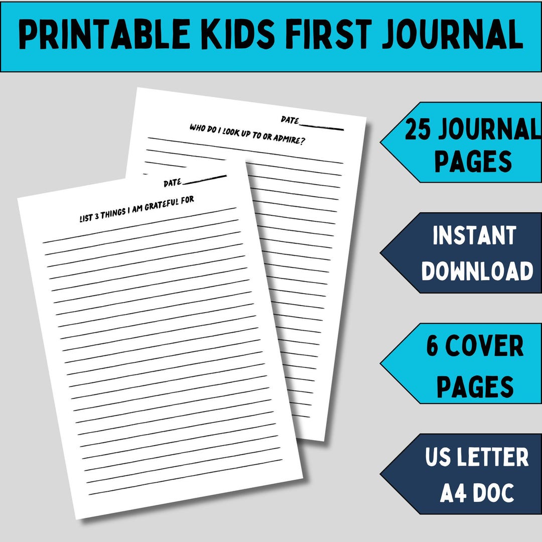 Kid Journal Prompt Printable Diary Notebook Template Children Daily ...