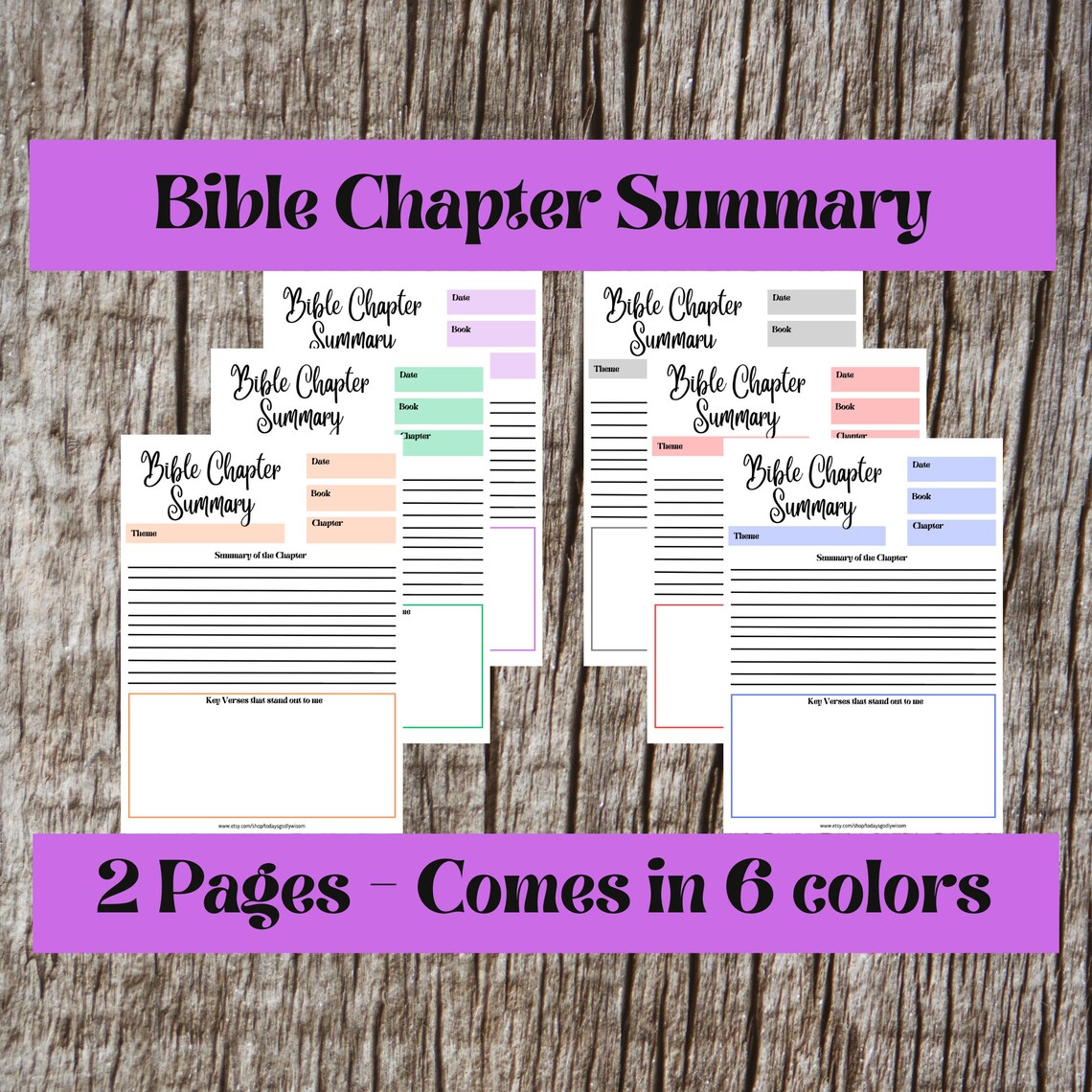 Bible Chapter Summary Template, Bible Study for Men, Women, Student ...