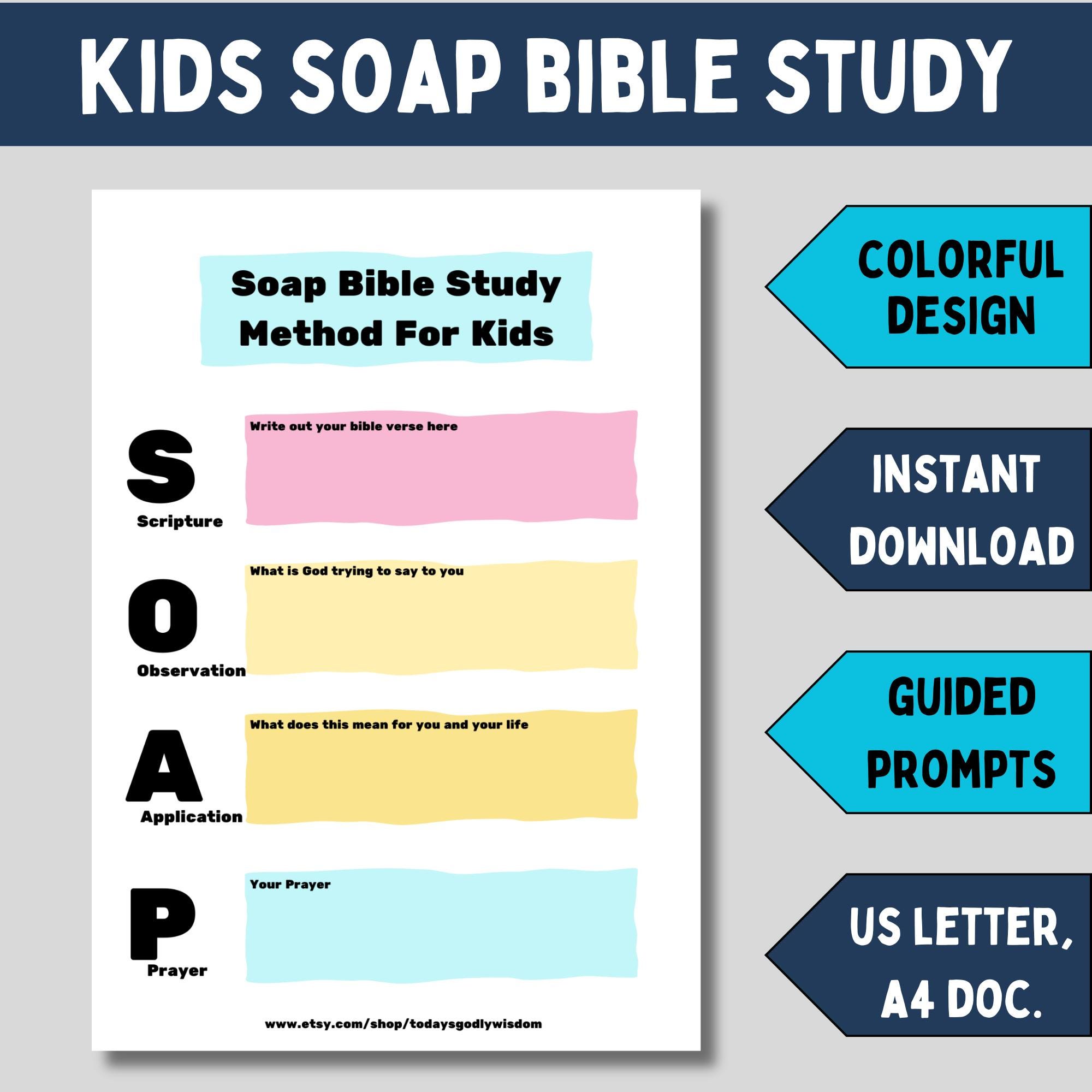 SOAP Bible Study Journal for Kids Beginner Friendly SOAP Template for ...