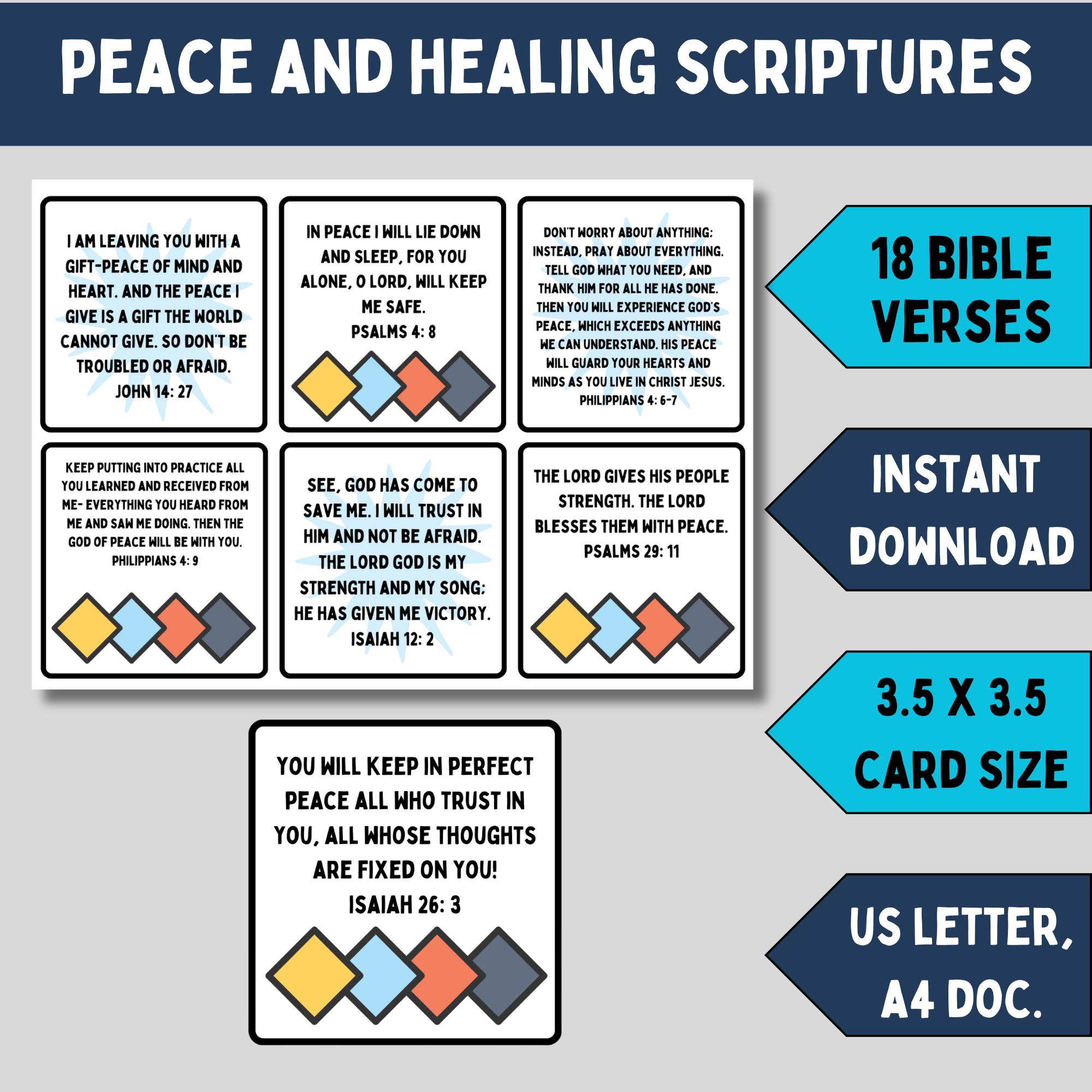 Peace Scripture Cards Printable Bible Verses About Hope Healing ...