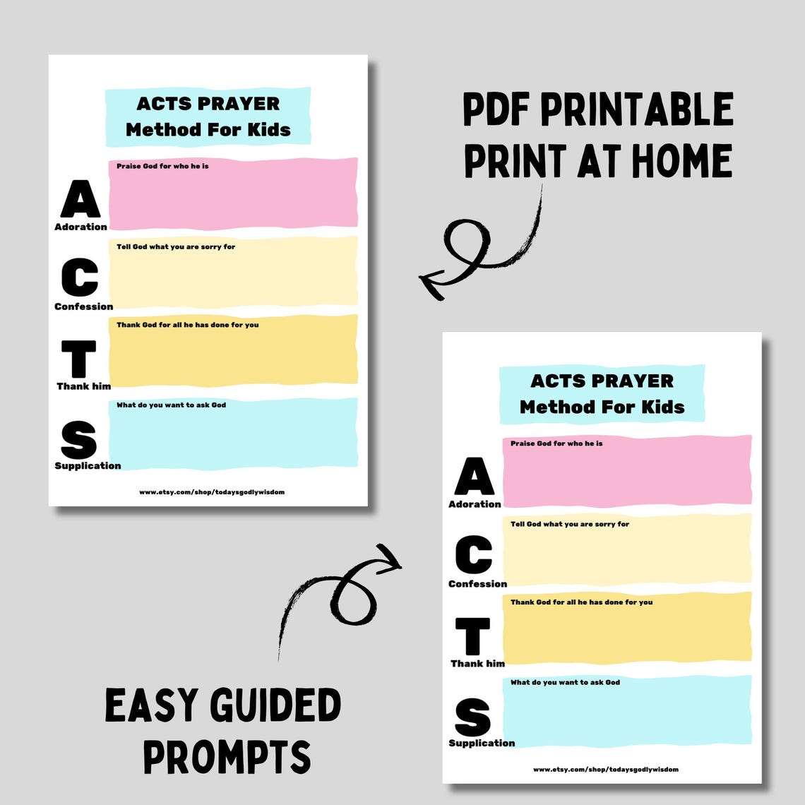 ACTS Prayer Journal Pdf for Childrens Prayer Printable ACTS Acronym ...