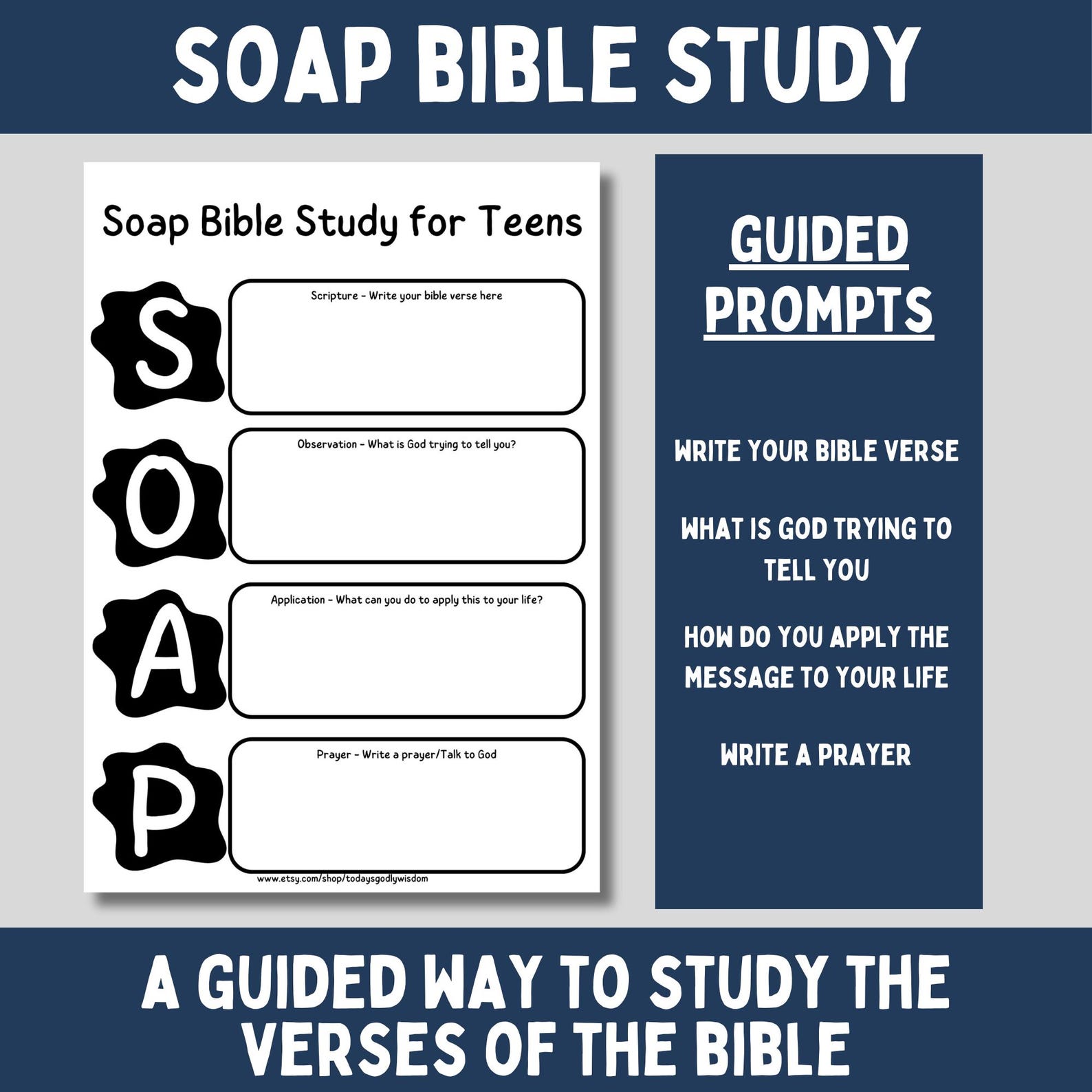 SOAP Bible Study for Teens Printable Minimalist Design Bible Guide With ...