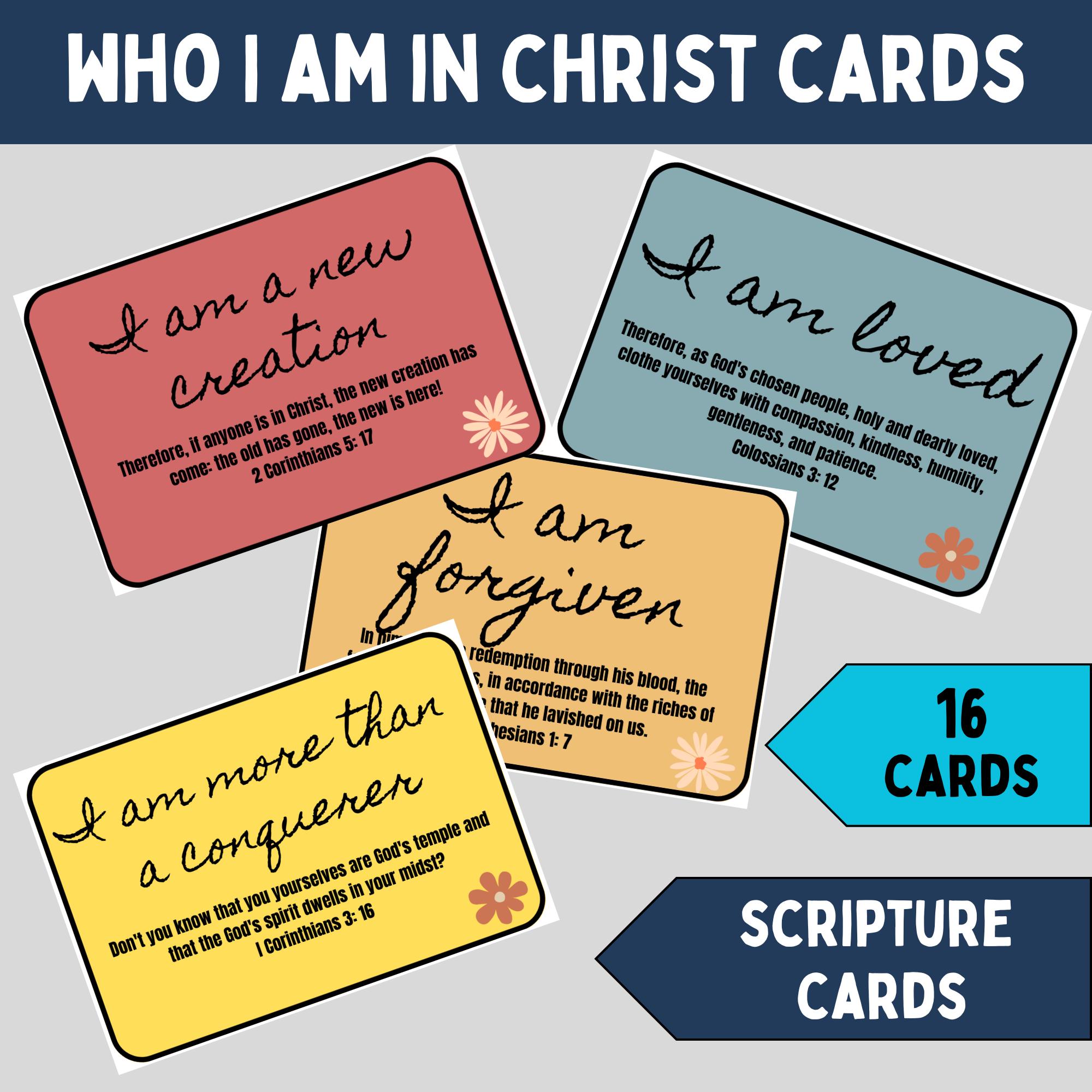 Who I Am in Christ Scripture Cards for Christian Affirmation Cards With ...