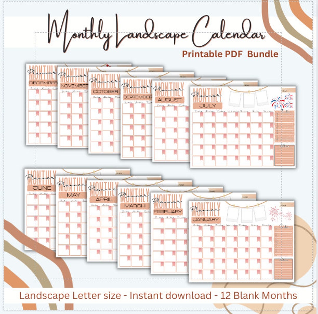 Monthly Landscape Calendar - Etsy