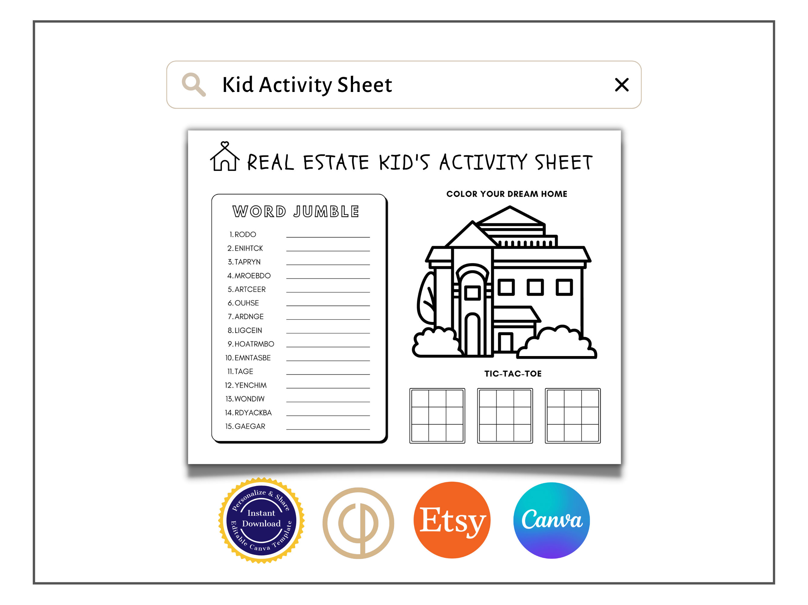 Kids Activity Sheet | Canva Template | Real Estate Marketing | Real ...