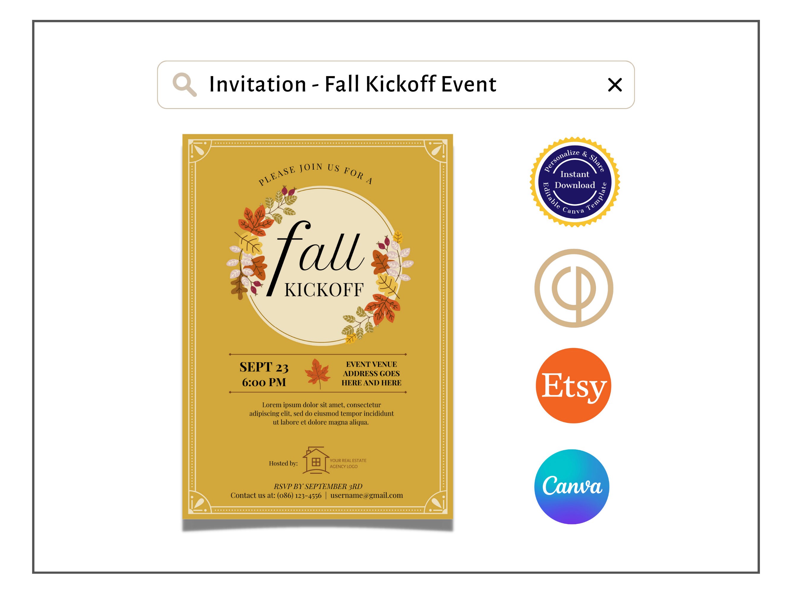 Invitation Client Event Fall Kickoff Canva Template - Etsy