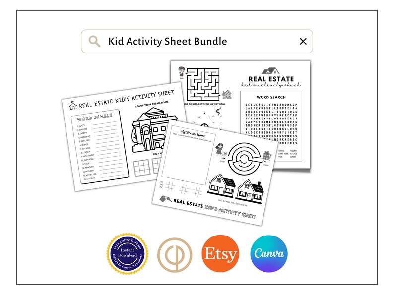 Bundle Kids Activity Sheets | Bundle Pack | Canva Template | Real ...