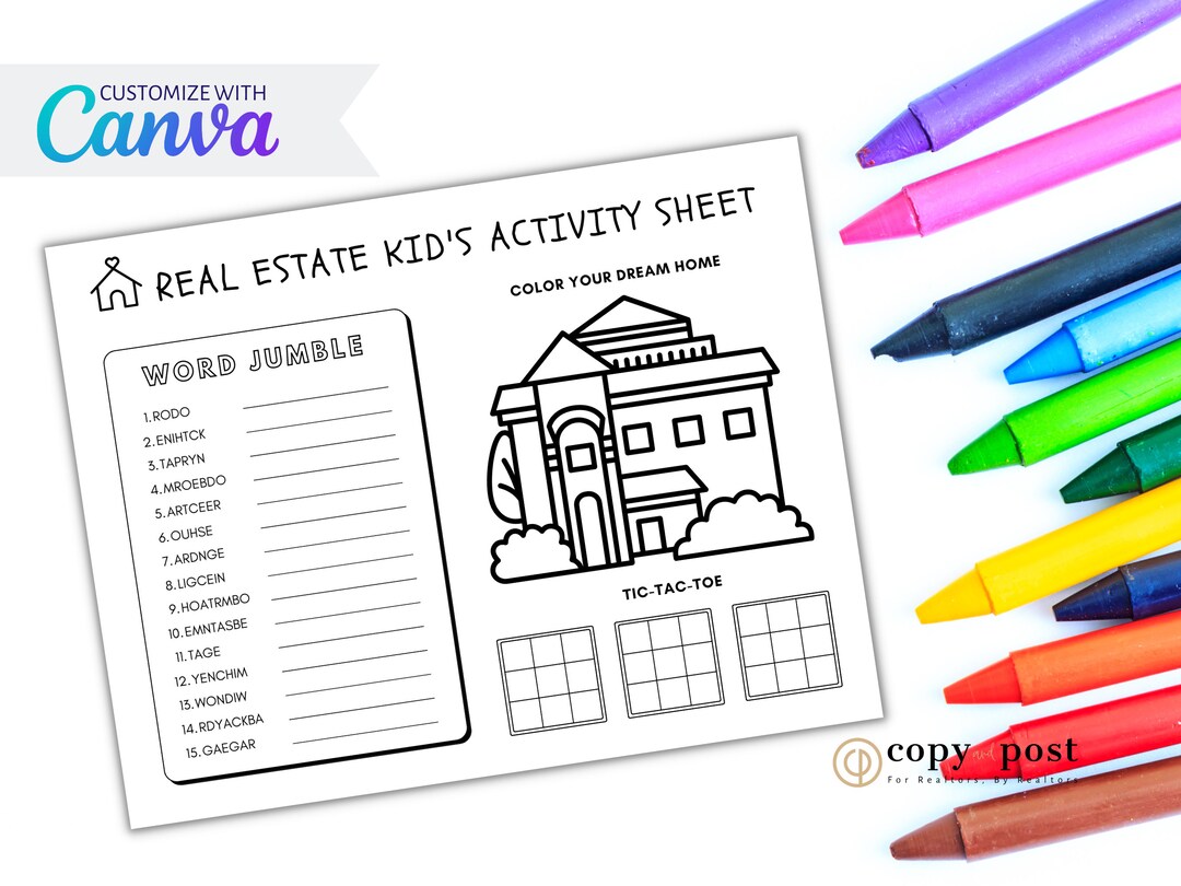 Kids Activity Sheet | Canva Template | Real Estate Marketing | Real ...
