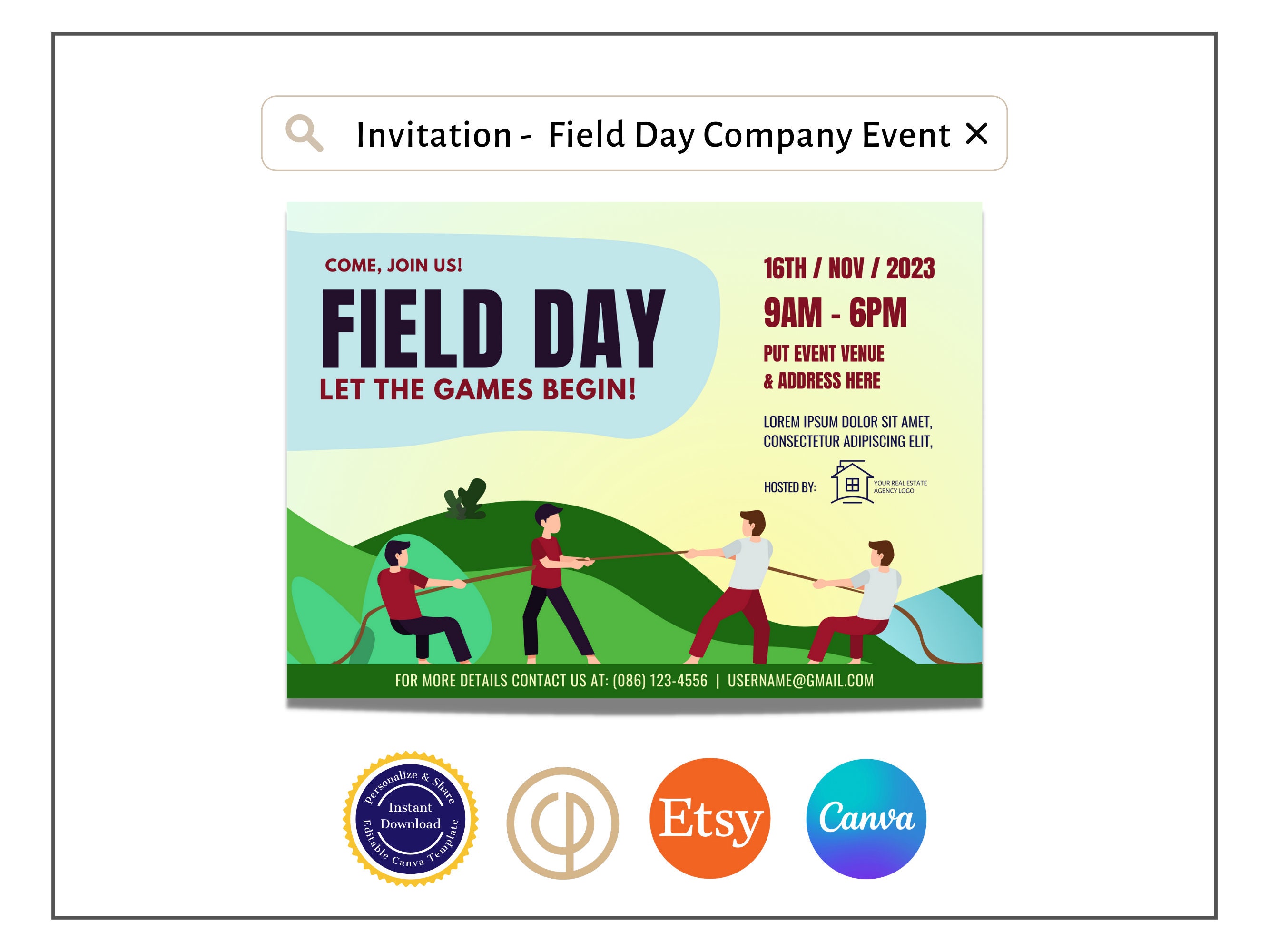 Invitation Client Event Company Field Day Canva Template Real Estate ...