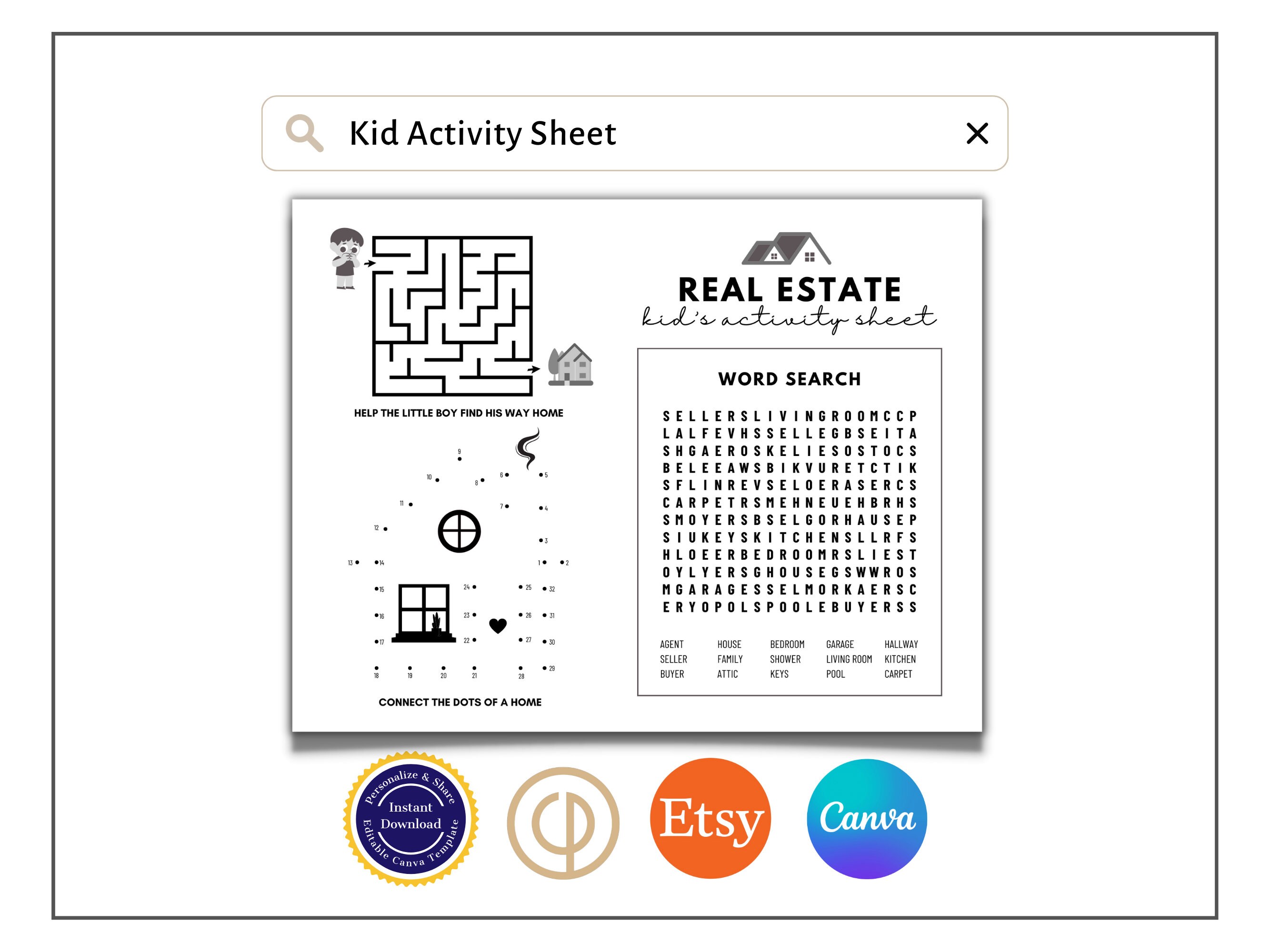 Kids Activity Sheet | Canva Template | Real Estate Marketing | Real ...